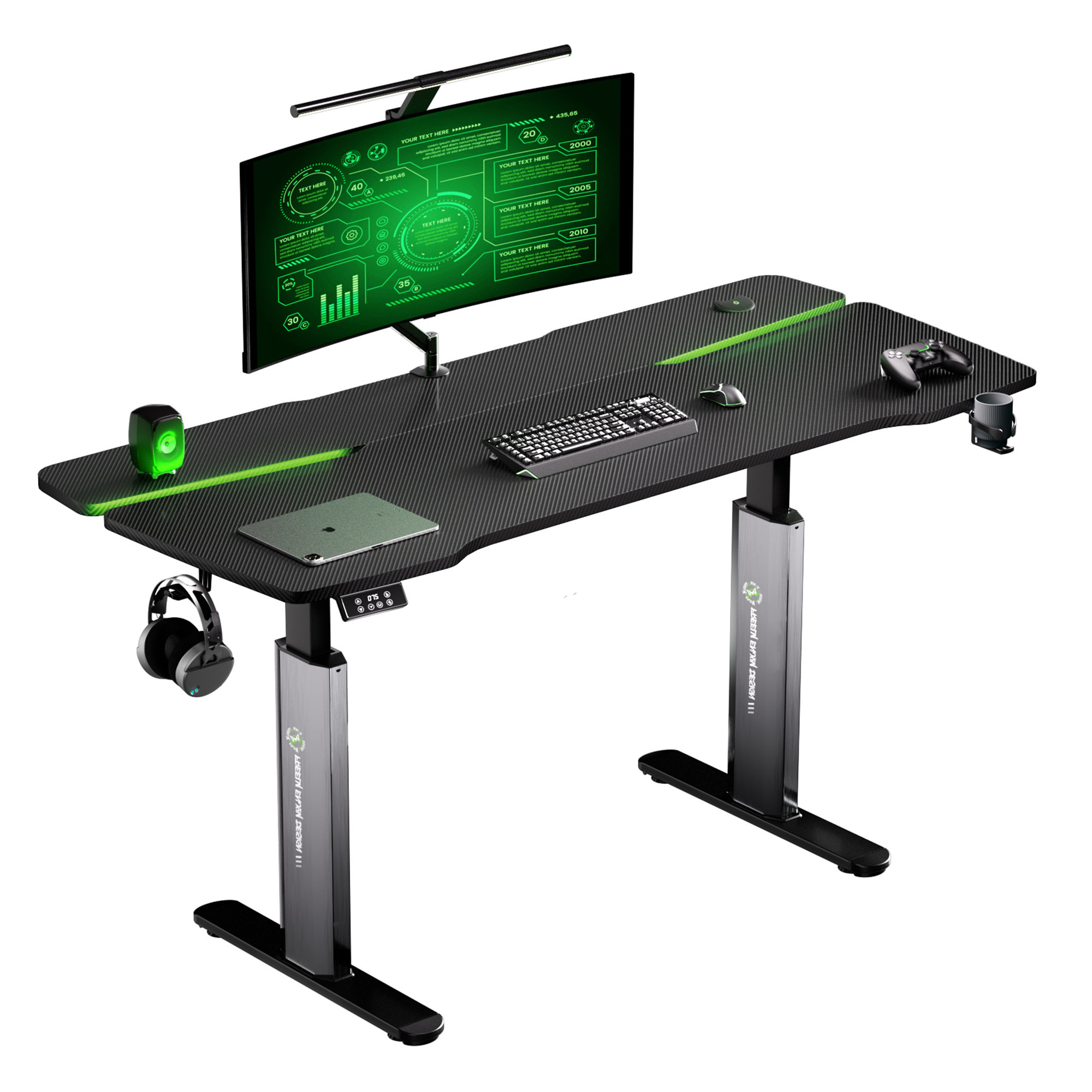 Ivy Bronx Lionginas Gaming Standing Desk, Electric Height Adjustable ...