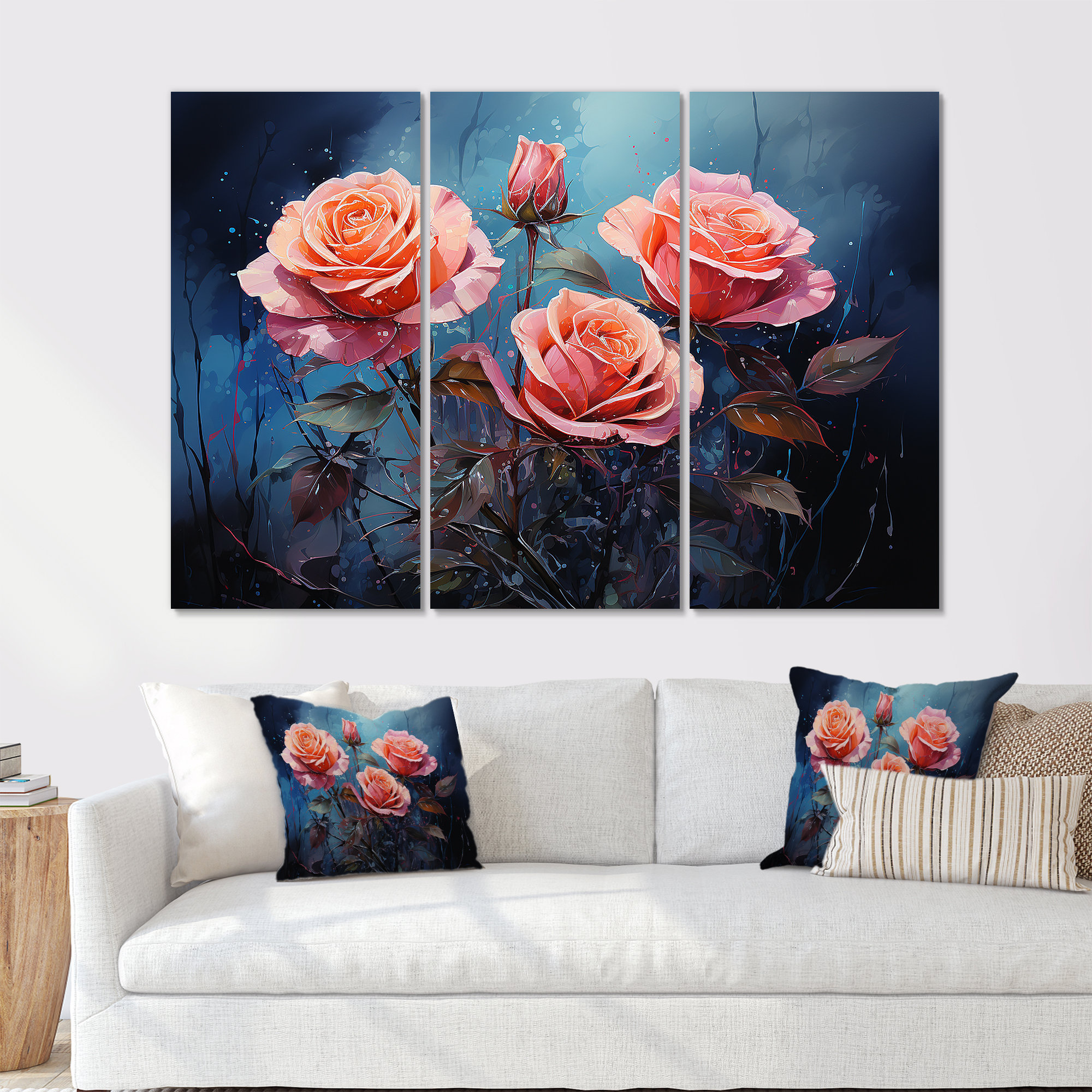 Lark Manor™ Minimalism Pink Roses Dream IV - Roses Wall Art Living Room ...