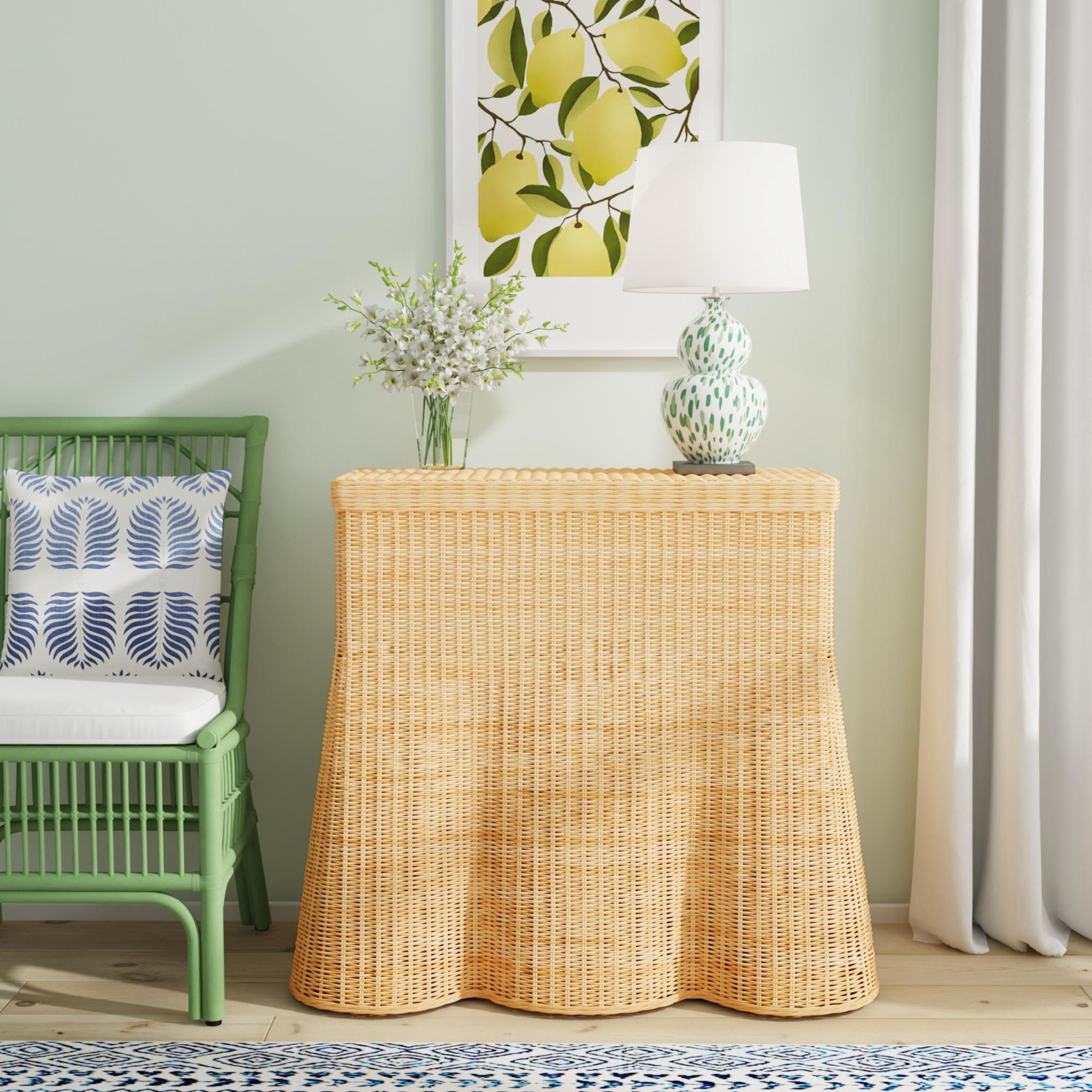 Birch Lane™ Cabo 36" Scalloped Rattan Console Table & Reviews - Wayfair ...