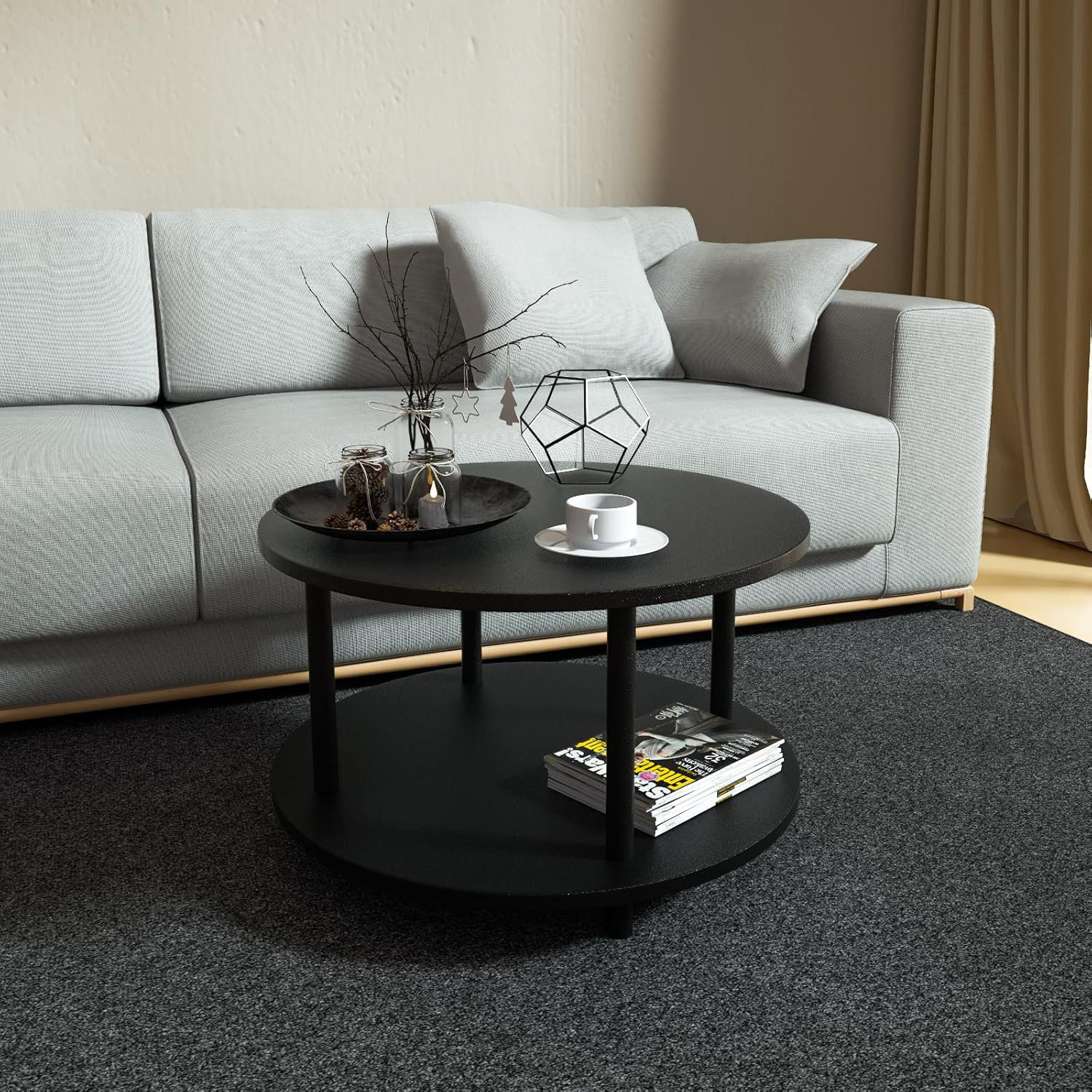 George Oliver Small Round Coffee Table With Open Storage For Small ...