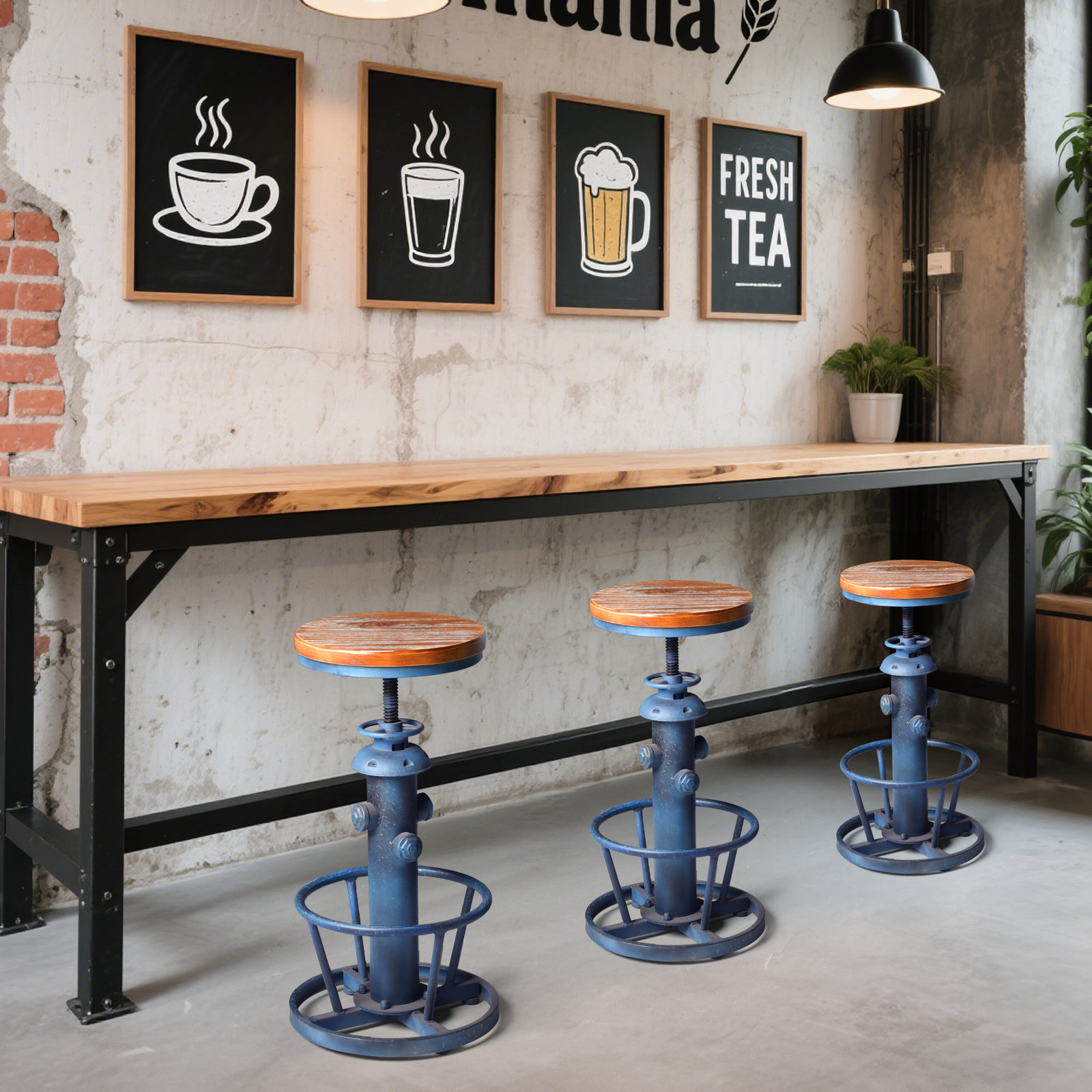 Williston Forge Set Of 3 Antique Industrial Round Bottom Adjustable ...