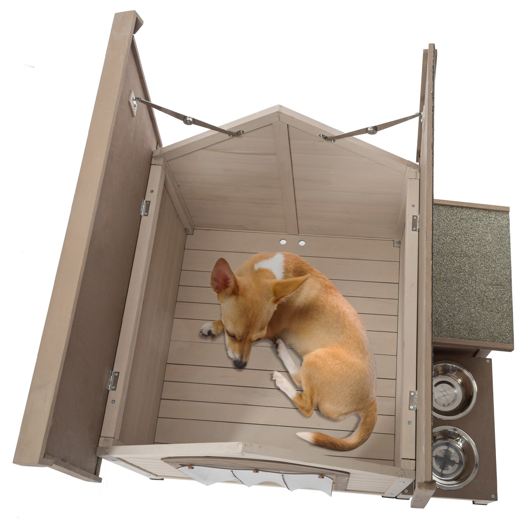 Ophelia & Co. Wooden Dog House with Open Roof Outdoor Cedar Dog House ...
