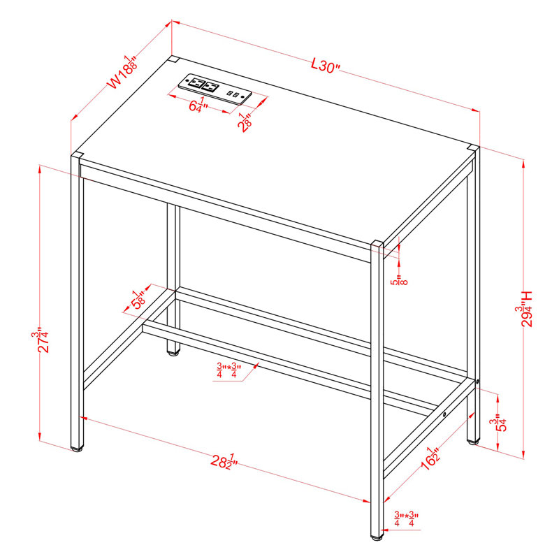 Everly Quinn Fultonville Writing Desk with Built in Outlets & Reviews ...