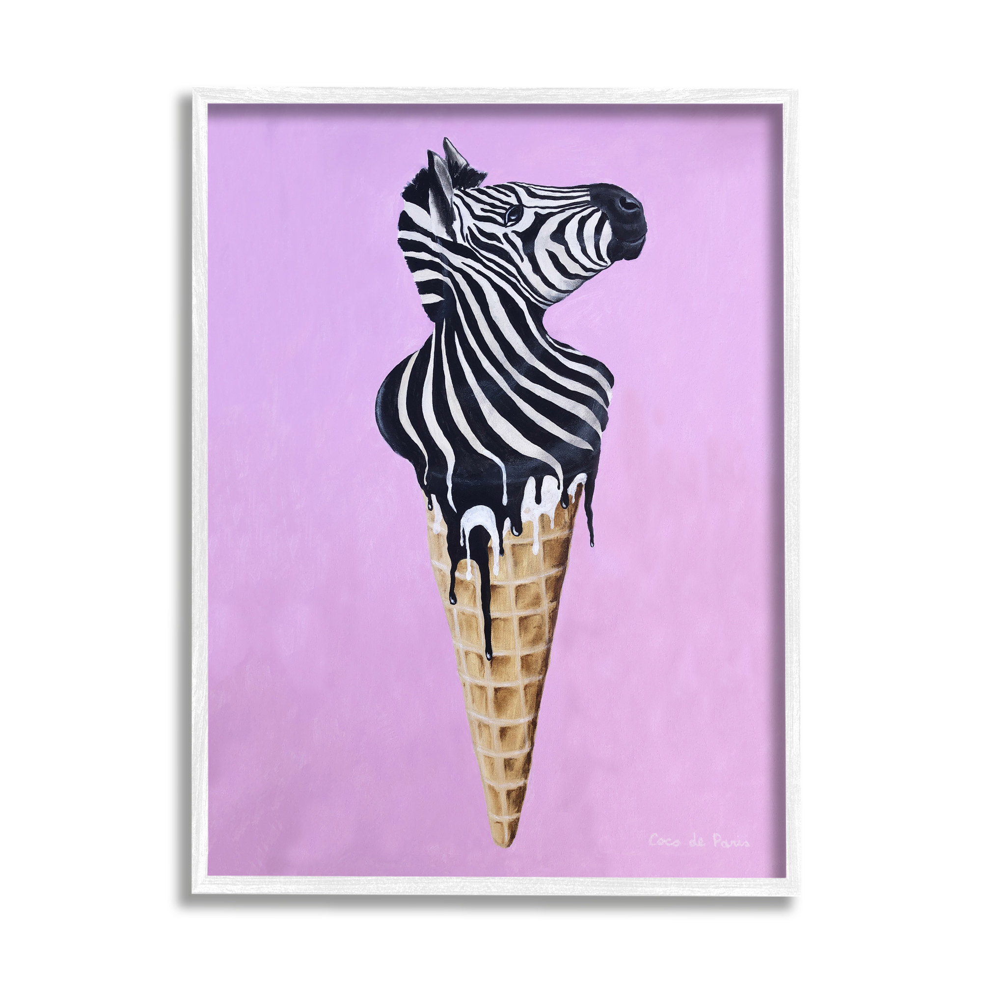 Stupell Industries " Striped Zebra Ice Cream Cone Purple Background ...