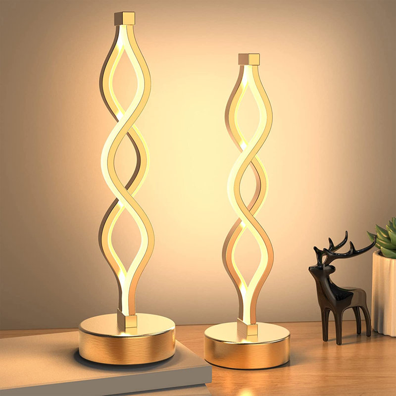 Orren Ellis Gold Infinity Spiral LED Table Lamp | Wayfair