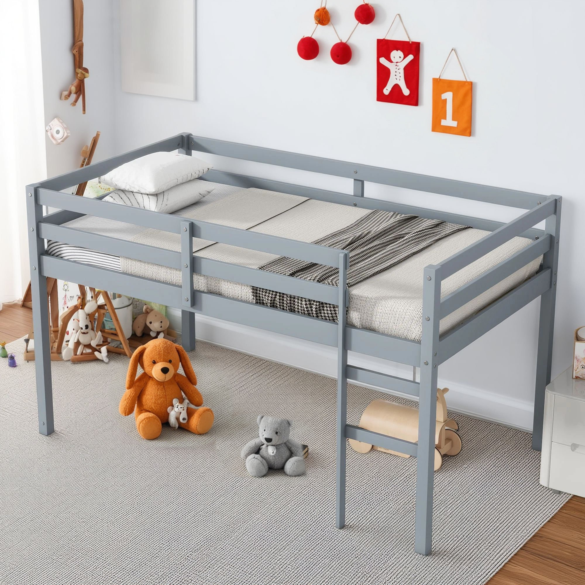 Harriet Bee The Double-decker Loft Bed Is Made Of Solid Wood And Rubber ...
