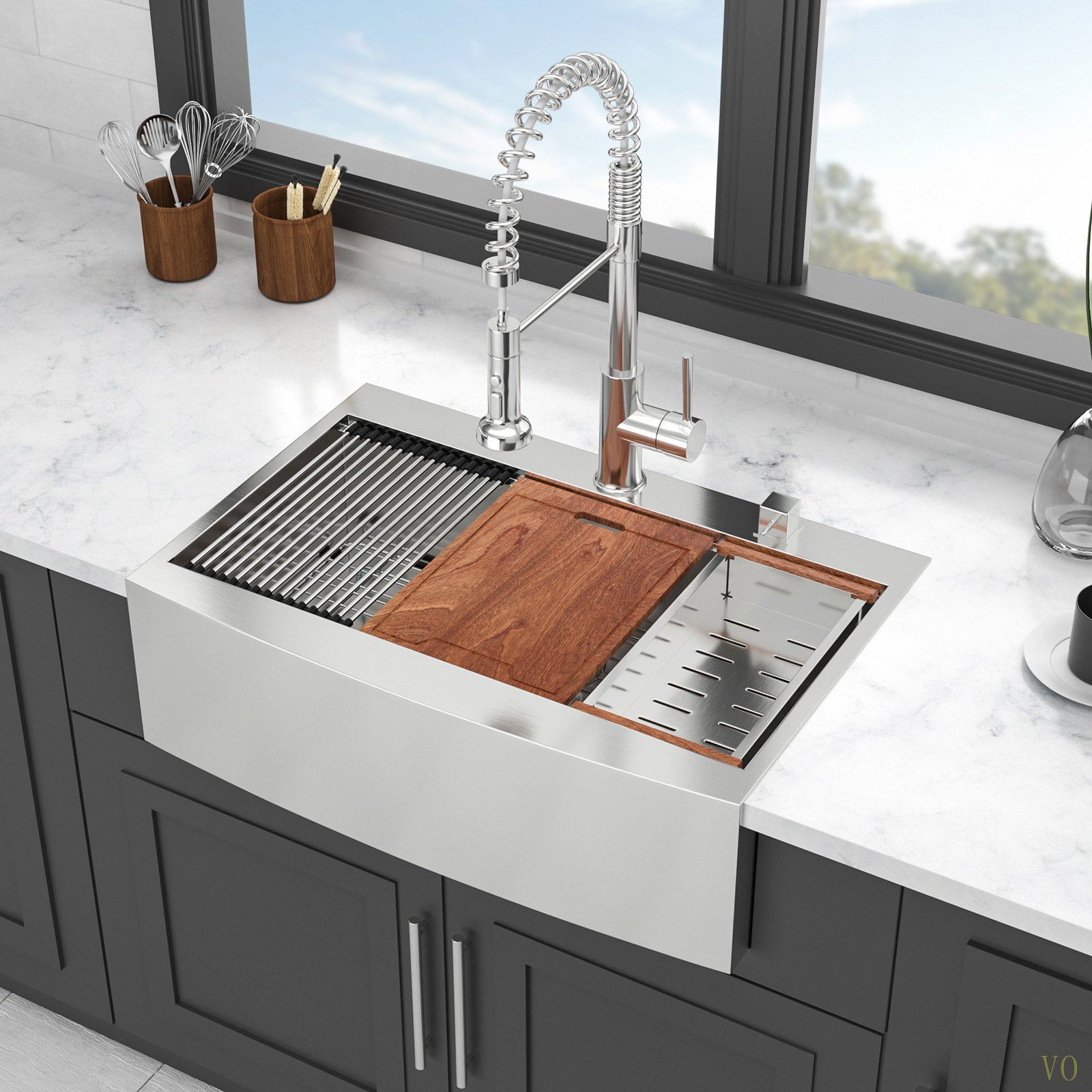 VODYXSEP 33 Drop In Farmhouse Sink Workstation - 33*22*10 Inch Kitchen ...