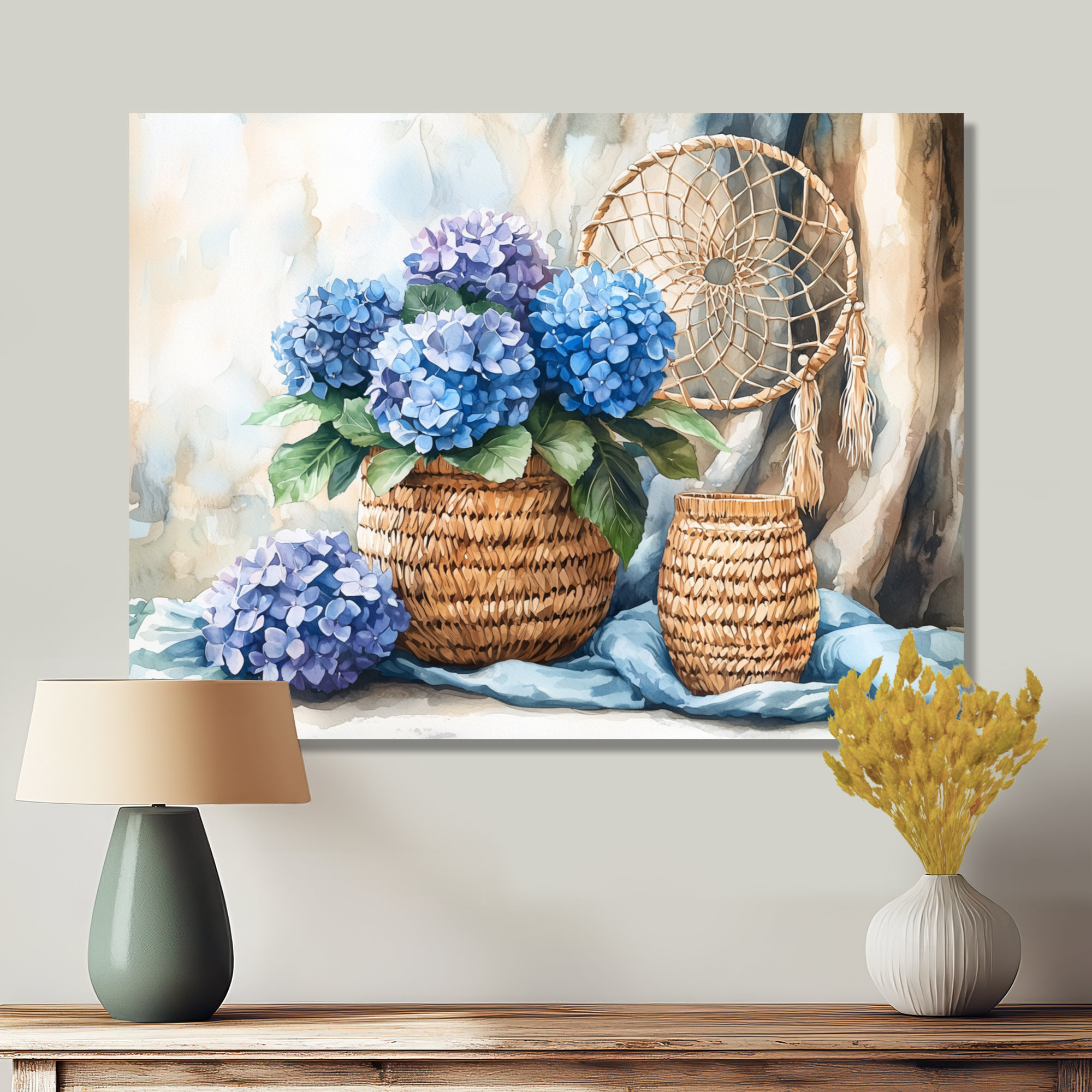 Latitude Run® Boho Blue Hydrangea Bliss I - Hydrangea Print On Metal ...