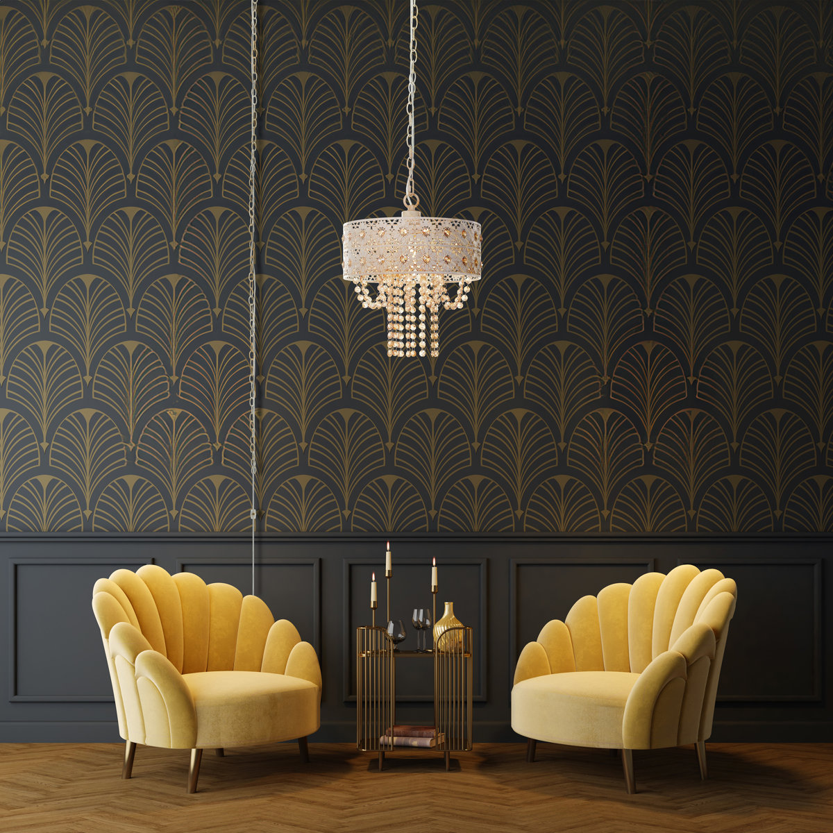 Willa Arlo™ Interiors 12.75"W Wedgeworth Champaign Jewels and White ...