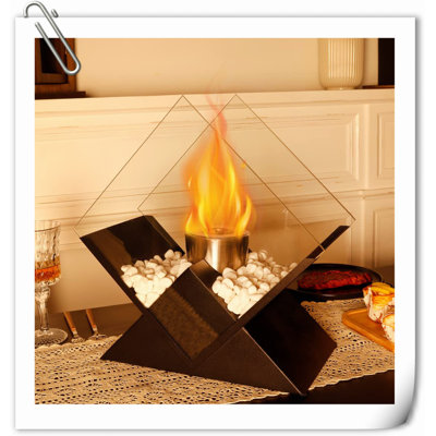 JHY DESIGN Round Glass Large Tabletop Fireplace 19" H Portable Fire ...