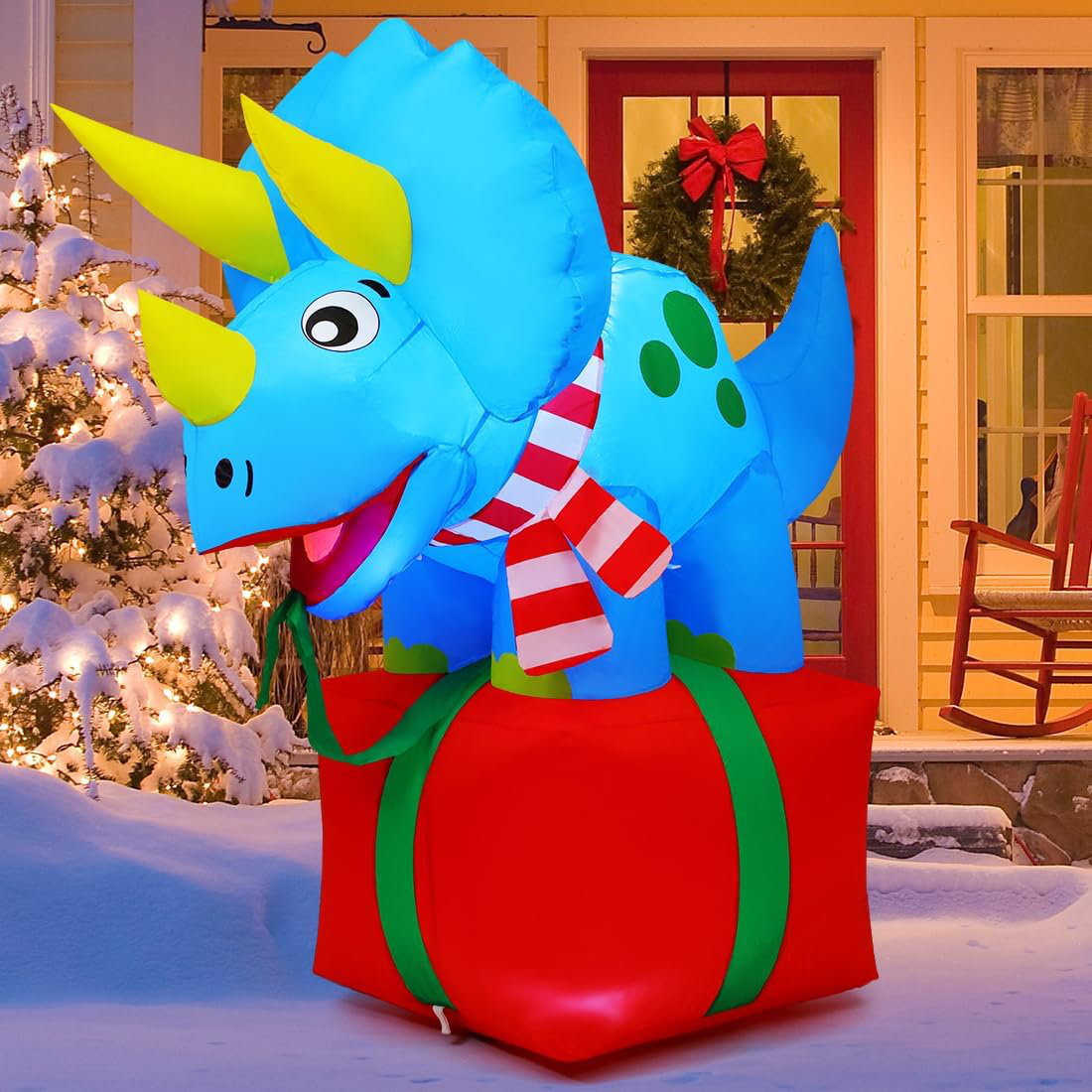 The Holiday Aisle® Christmas Inflatable 5 Ft Blow Up Dinosaur ...