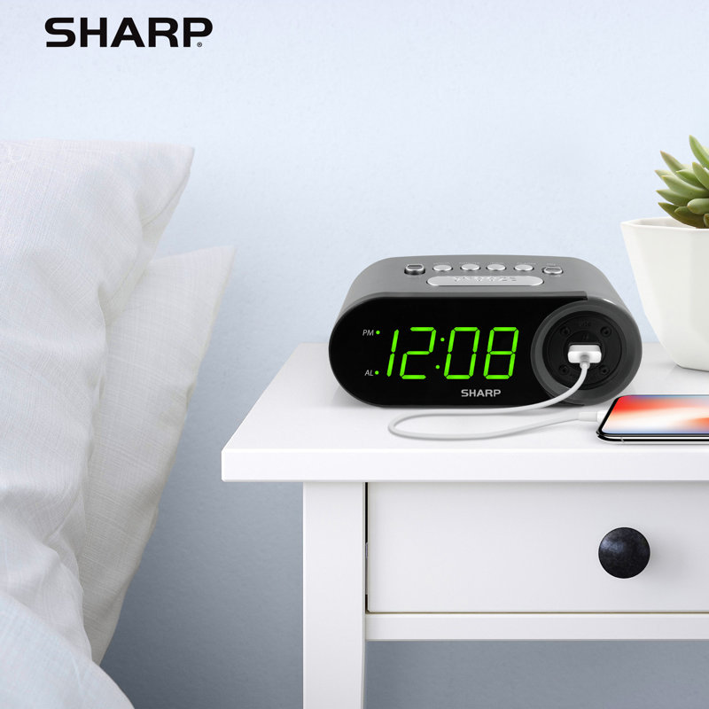 Sharp Digital Alarm Clock, Electric Operated, Tabletop, 2 AMP High ...
