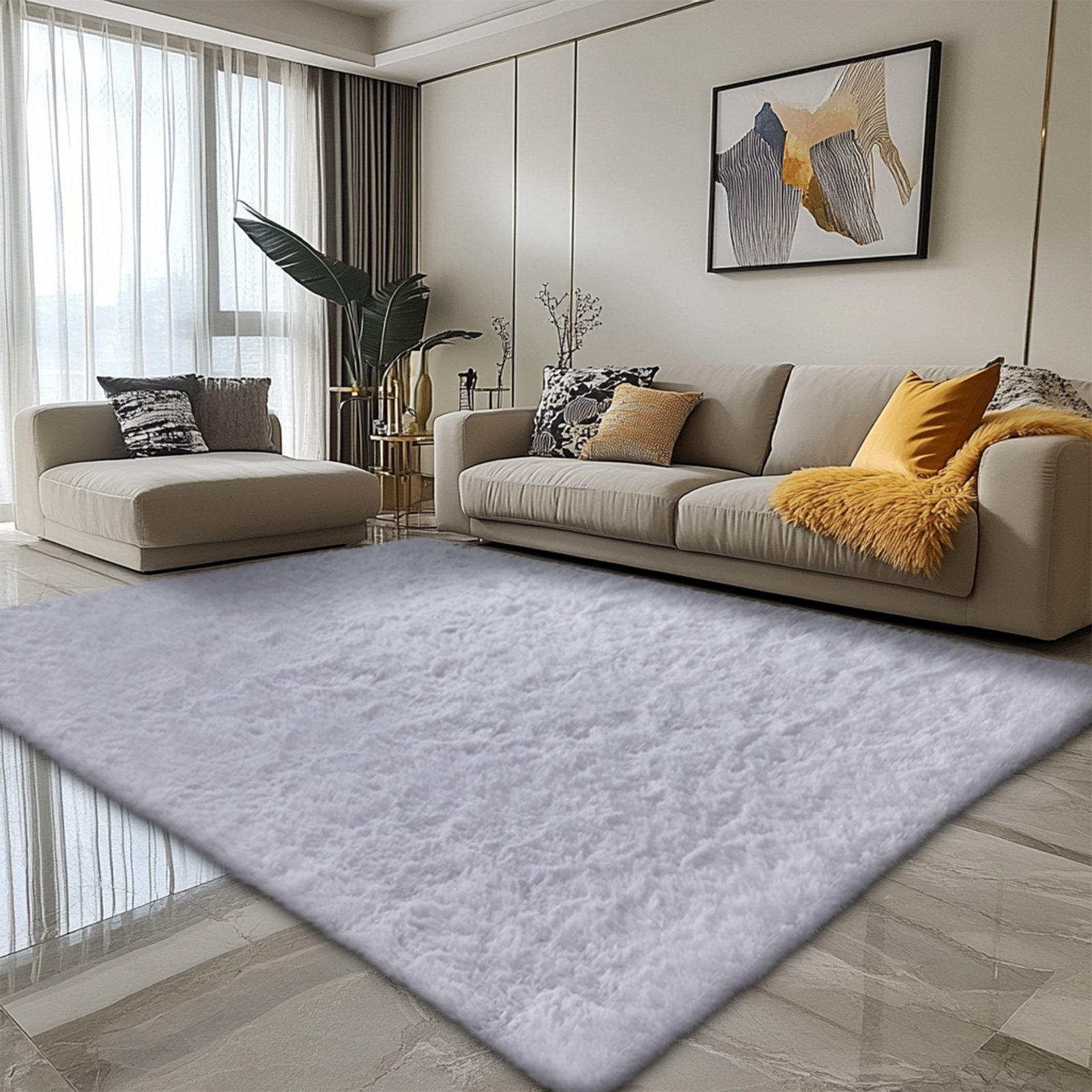 Mercer41 1pc Soft Plush Pure White Carpet , suitable for home ...