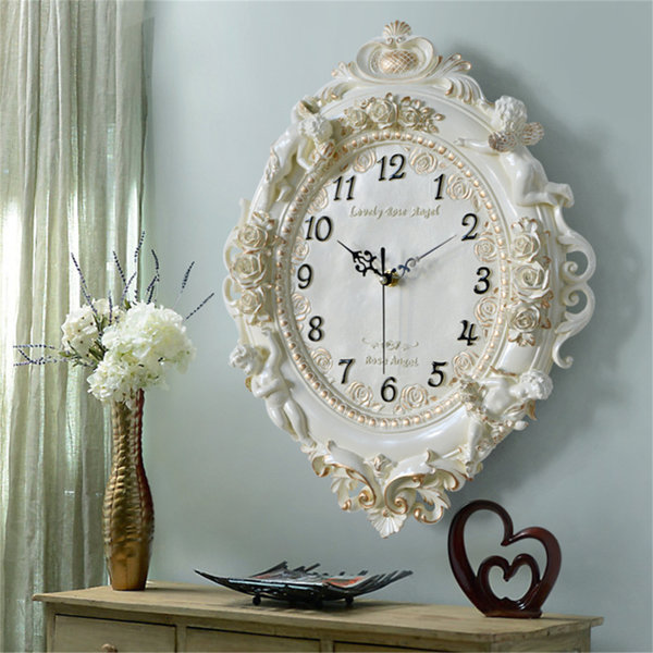 Ophelia & Co. European Angel Wall Clock, Resin Art Decorative Timepiece ...