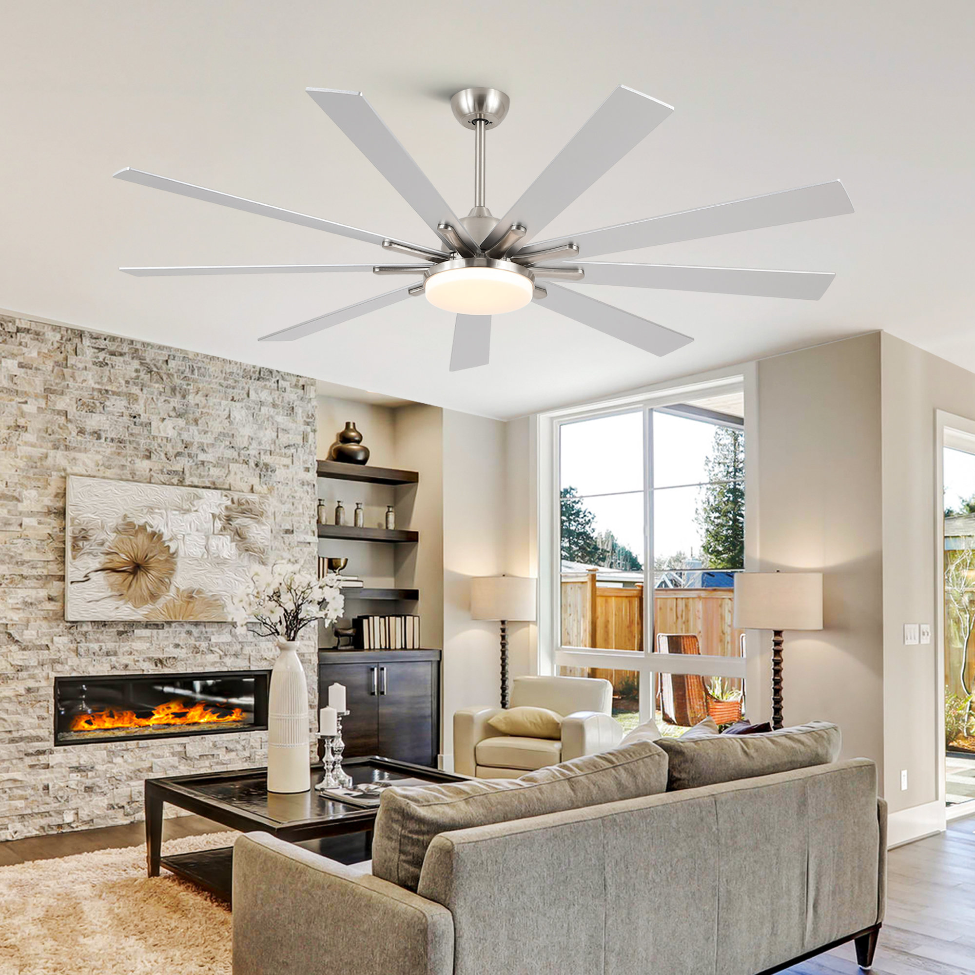 Hokku Designs Majlis 72'' Brushed Nickel Ceiling Fan with LED Lights ...