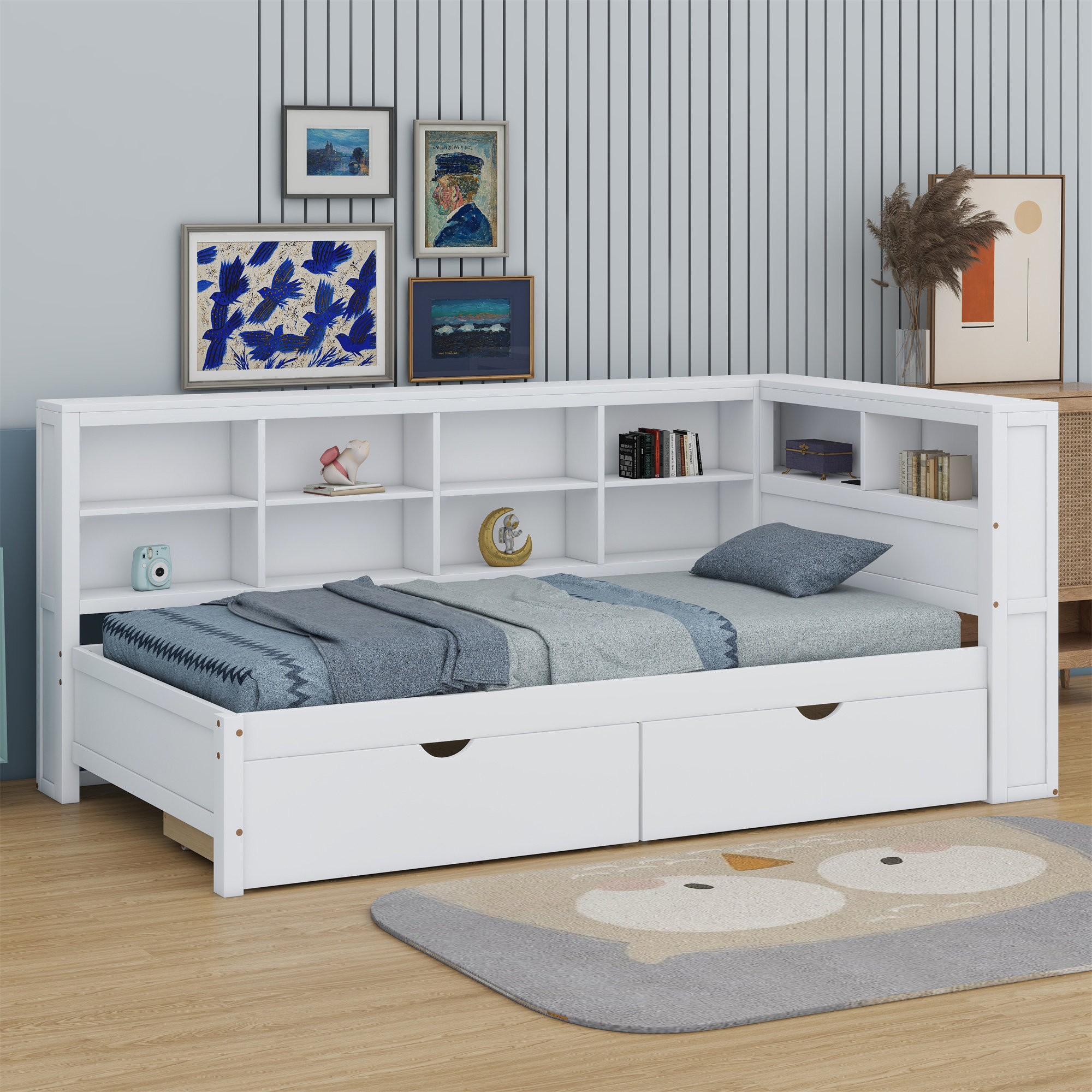 Latitude Run® Daybed With 2 Drawers, Daybed With Storage Shelf And USB ...