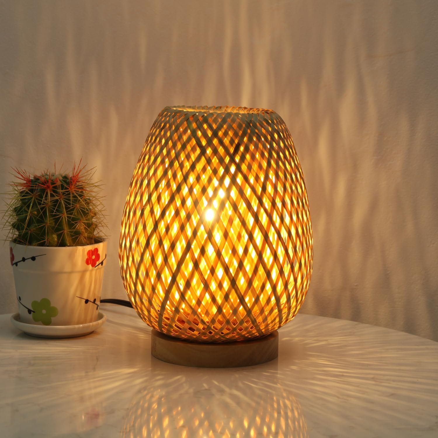 Bay Isle Home™ Adjustable Rattan Bedside Table Light | Wayfair