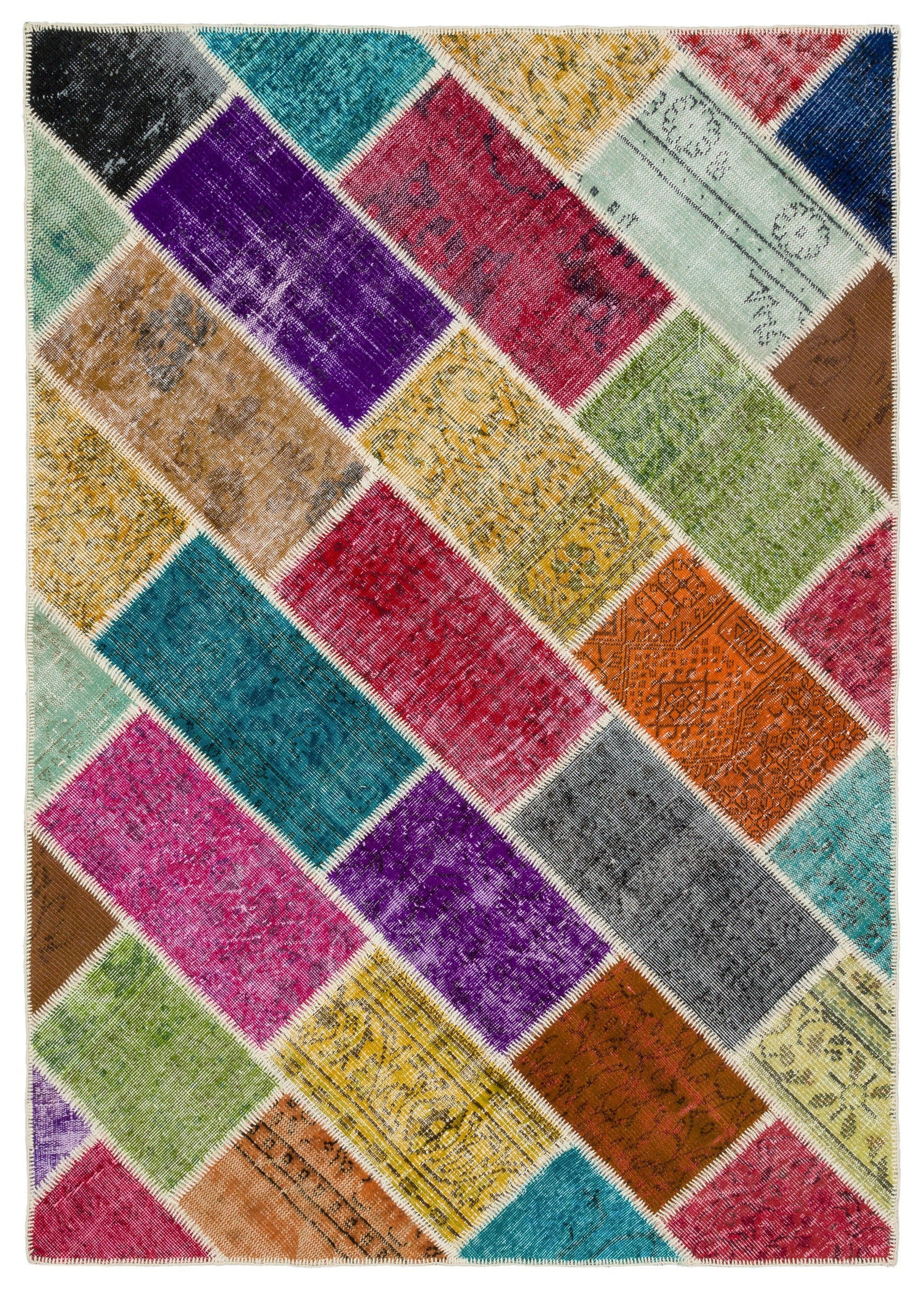 Lofy Iskece Beige Patchwork Wool Handmade Area Rug - Wayfair Canada