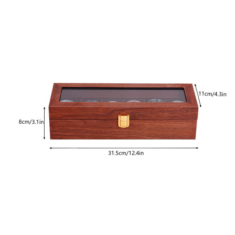 House of Hampton® 6 Slots Vintage Wooden Watch Display Box With Locking ...