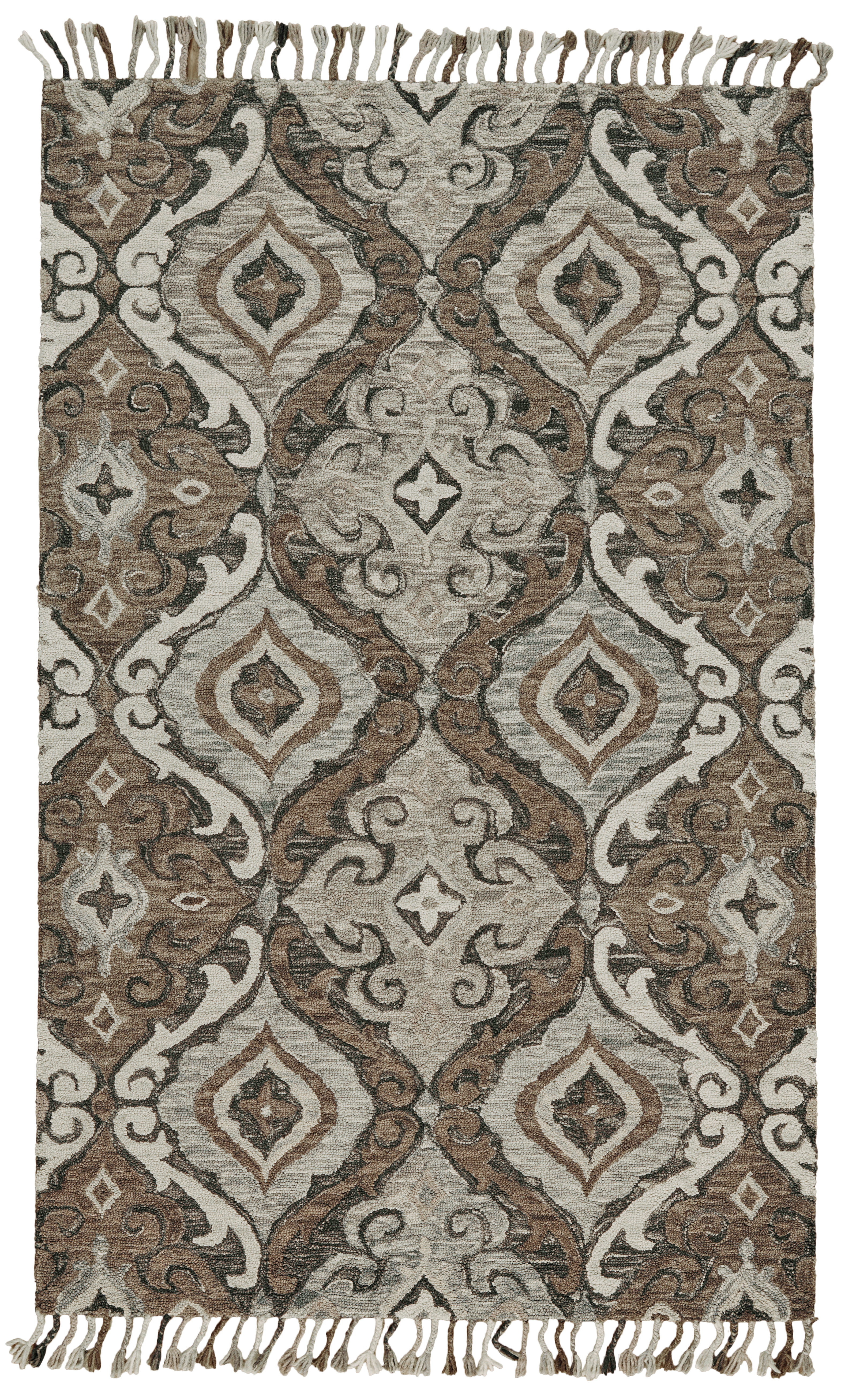 Bungalow Rose Florence Handmade Tufted Wool Gray/Ivory Area Rug ...