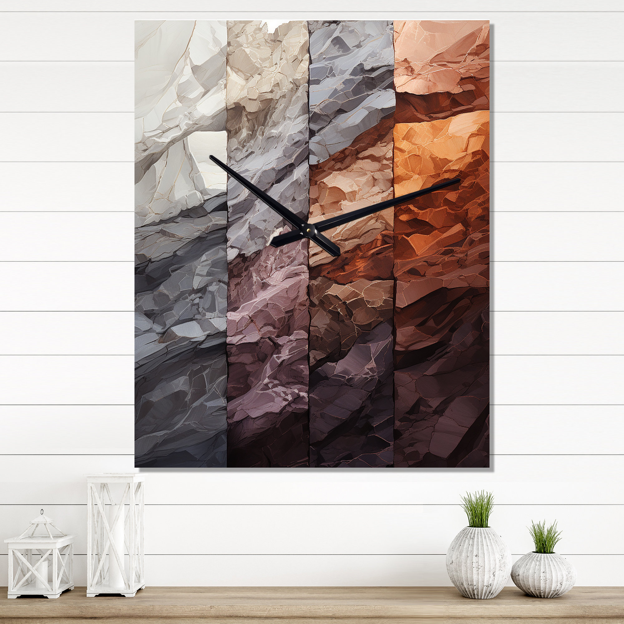 Ivy Bronx Bean Stone Collage - Stone Geode Wall Clocks | Wayfair