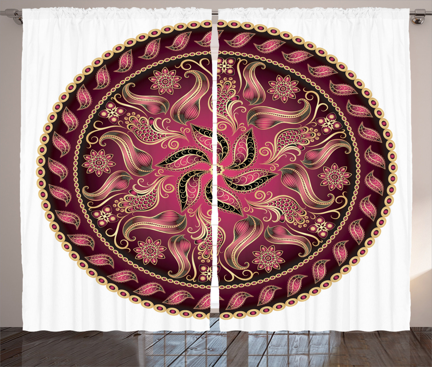East Urban Home Mandala Semi-Sheer Rod Pocket Curtain Panels | Wayfair