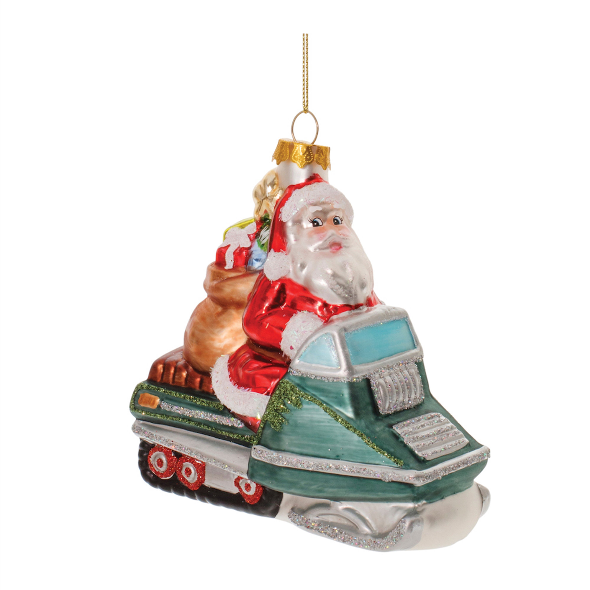 Melrose International Glass Snowmobile Santa Ornament (Set of 6) | Wayfair