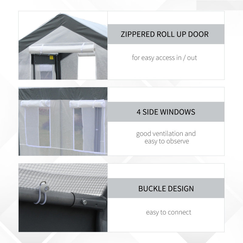 HomeViewto Outsunny Walk-In Greenhouse With 4 Roll-Up Windows | Wayfair