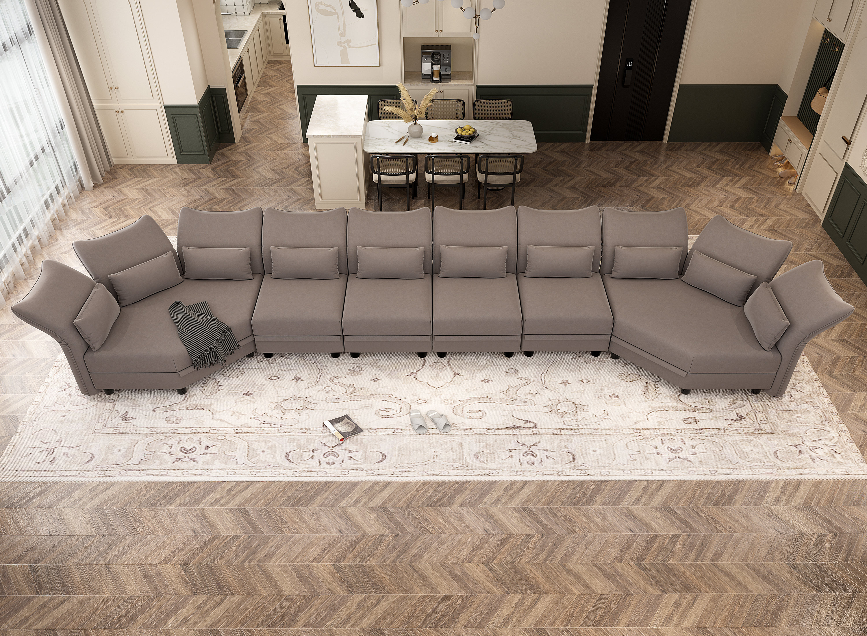 Ebern Designs Osvaldas 122'' 11 - Piece Upholstered Sectional With ...