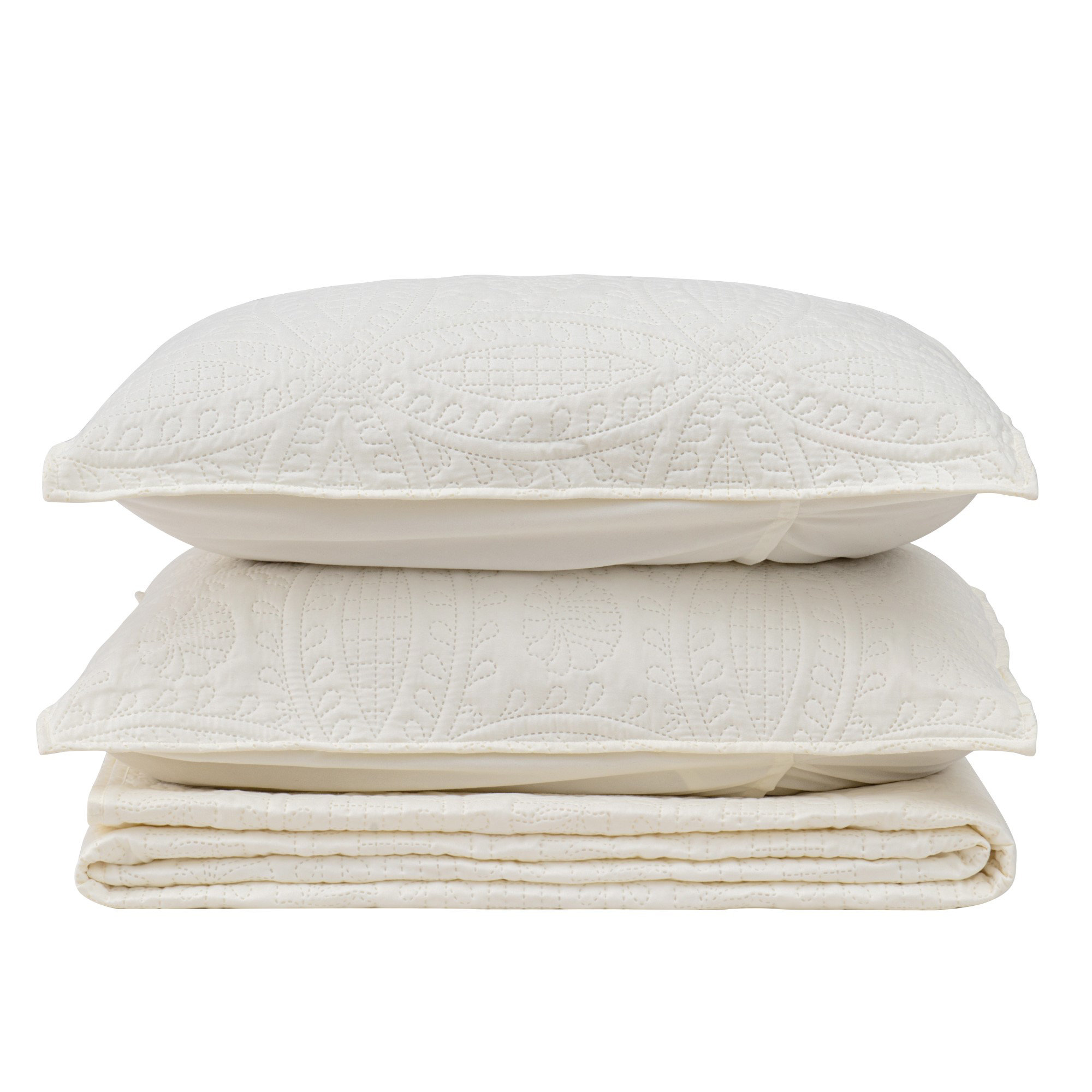 FreshFolds Oversized Pinsonic Medallion Quilt Set with Shams & Reviews ...