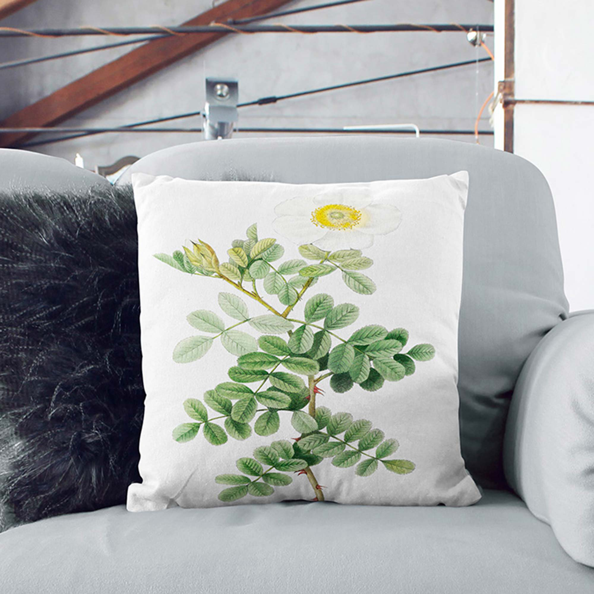 East Urban Home Macartney Rose by Pierre-Joseph Redoute Cushion with ...