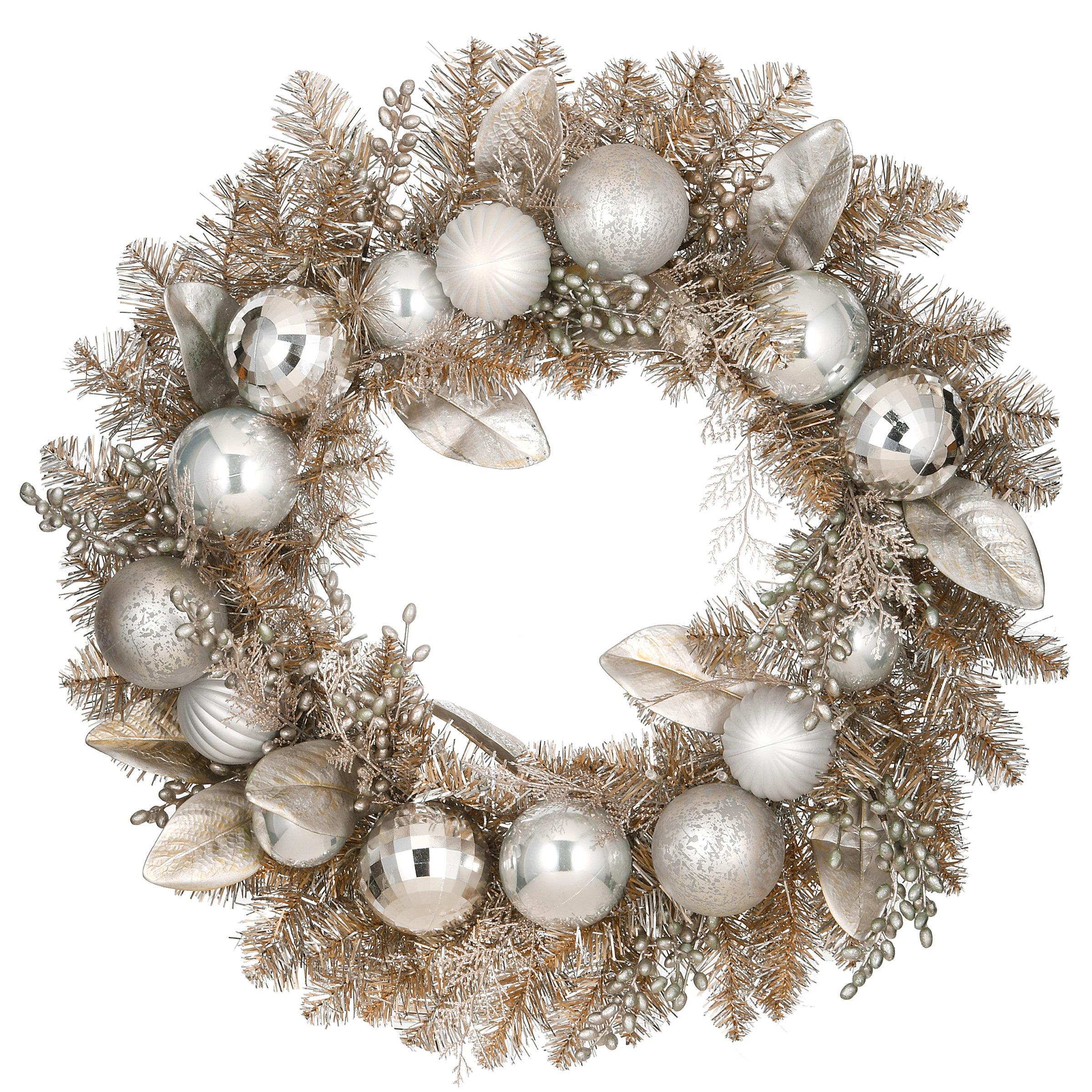 The Holiday Aisle® 24" Pre-Lit Yuletide Glam Silver Decorated Wreath ...