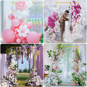 MAXAYA Wedding Arch Backdrop Stand 6.6X4 FT Square Wedding Arch ...
