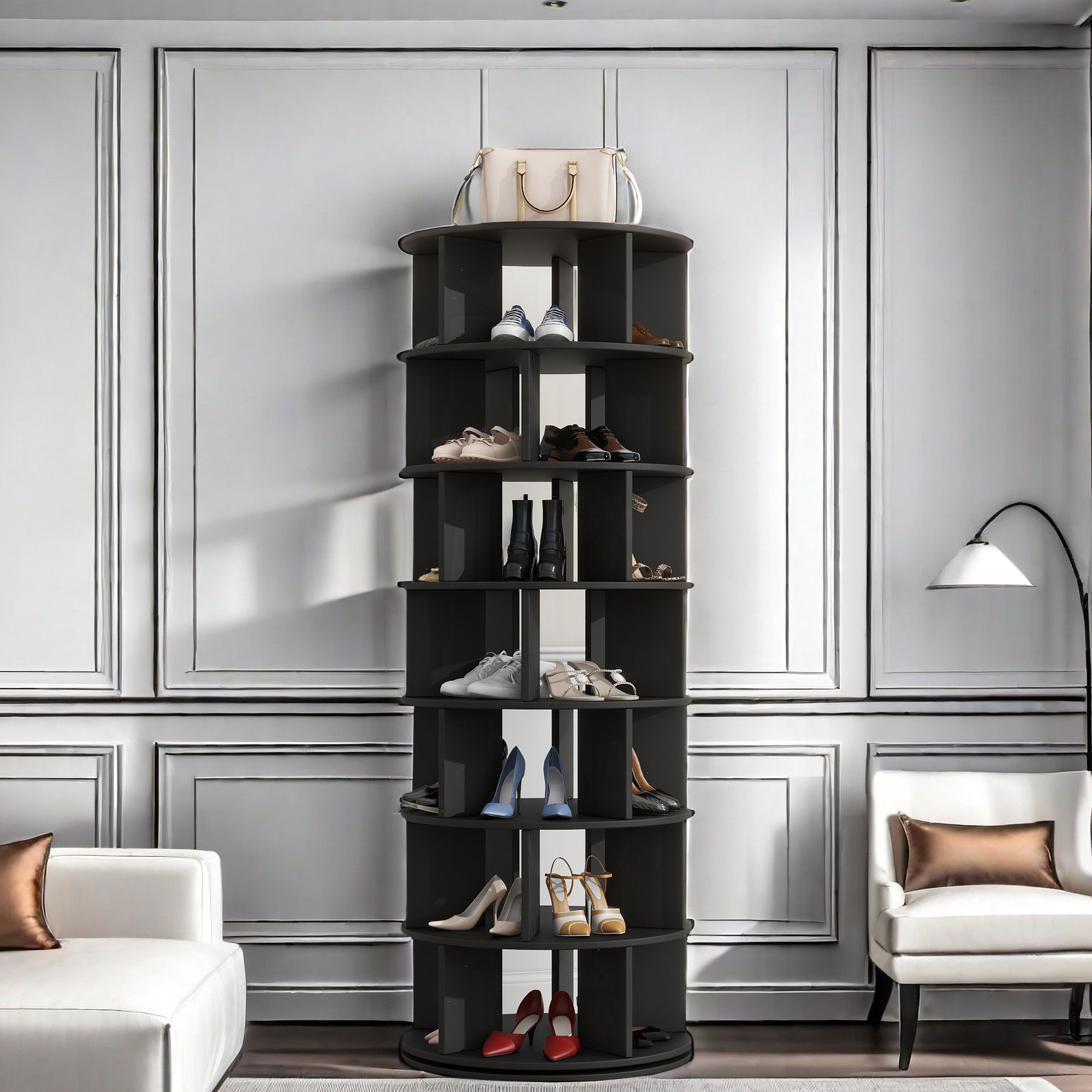 Rebrilliant 360° Rotating Shoe Rack Tower With 7-tier Spinning Shoe ...