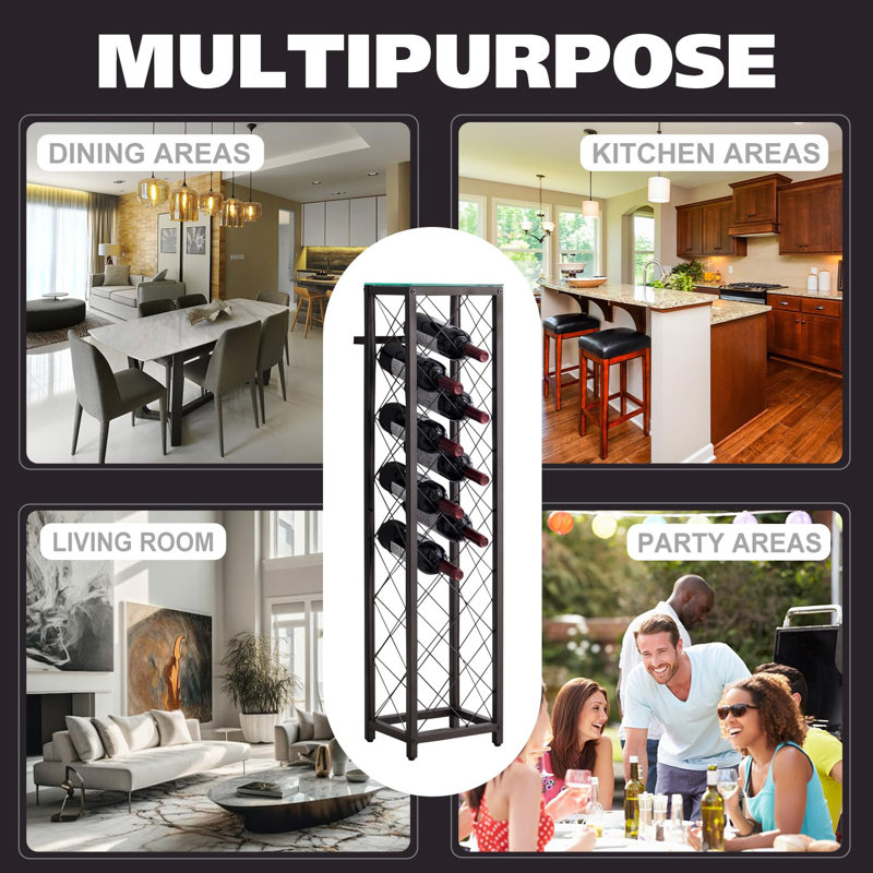17 Stories Talladega Freestanding Floor Wine Rack Storage Tower - Metal ...