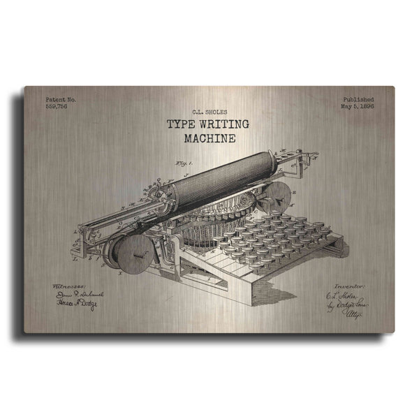 Williston Forge «Type Écriture Machine Blueprint Brevet Parchment», art ...