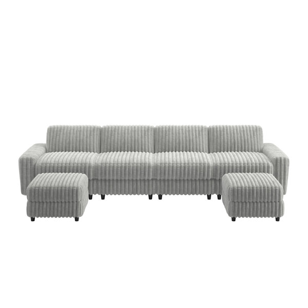 Kingstown Home Lirien Furry Channel Fabric Down-Filled Sectional Sofa ...