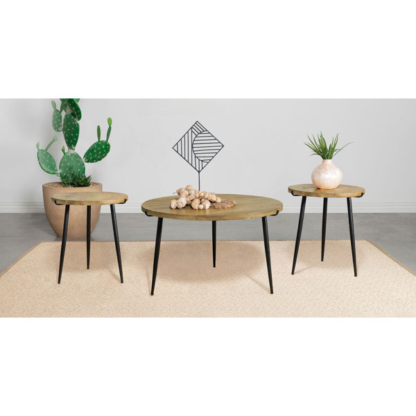 George Oliver Kropf 3-Piece Solid Wood Coffee And End Table Set Natural ...