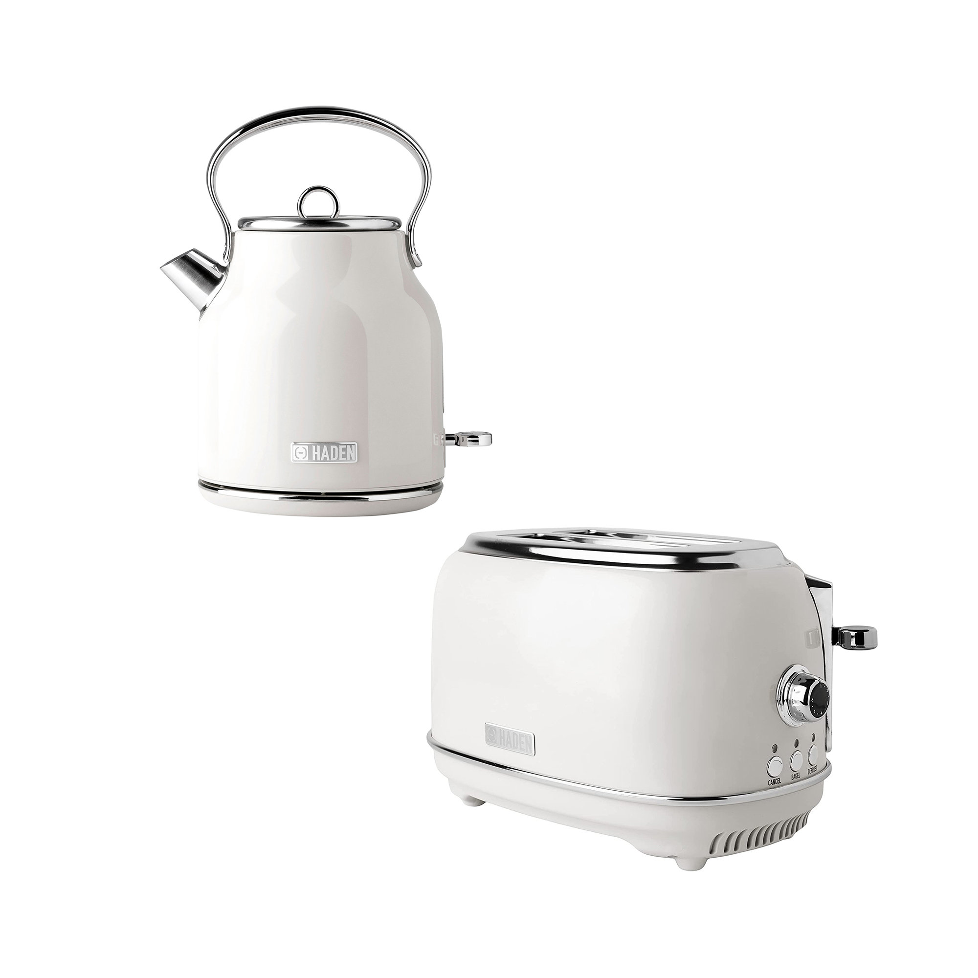 HADEN Heritage Ivory & Chrome Bundle with 2-Slice Toaster and Electric ...