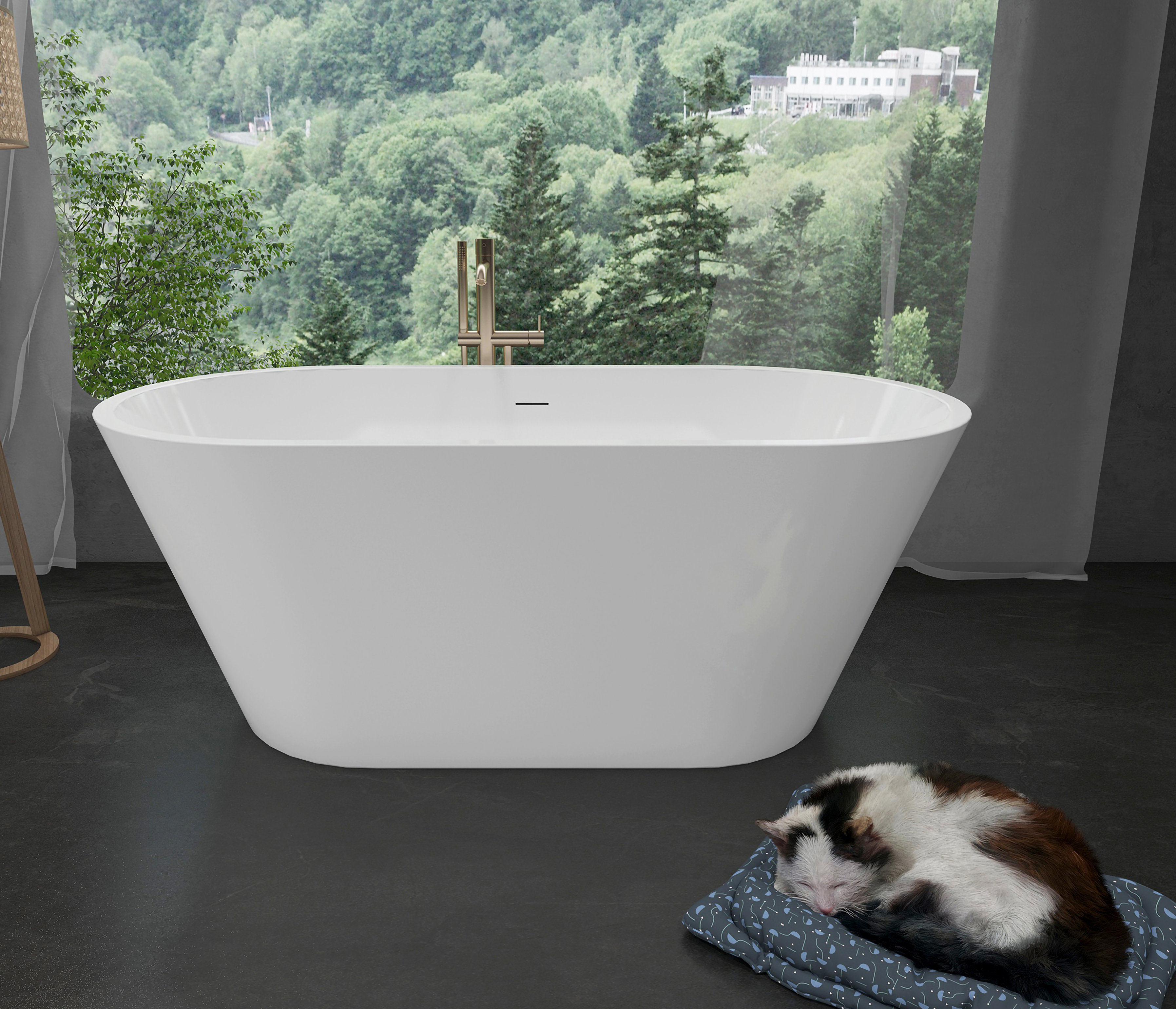 TZDD J24 Free Standing Tub 67" x 31.5" Deep Soaking Bath Tub Acrylic ...