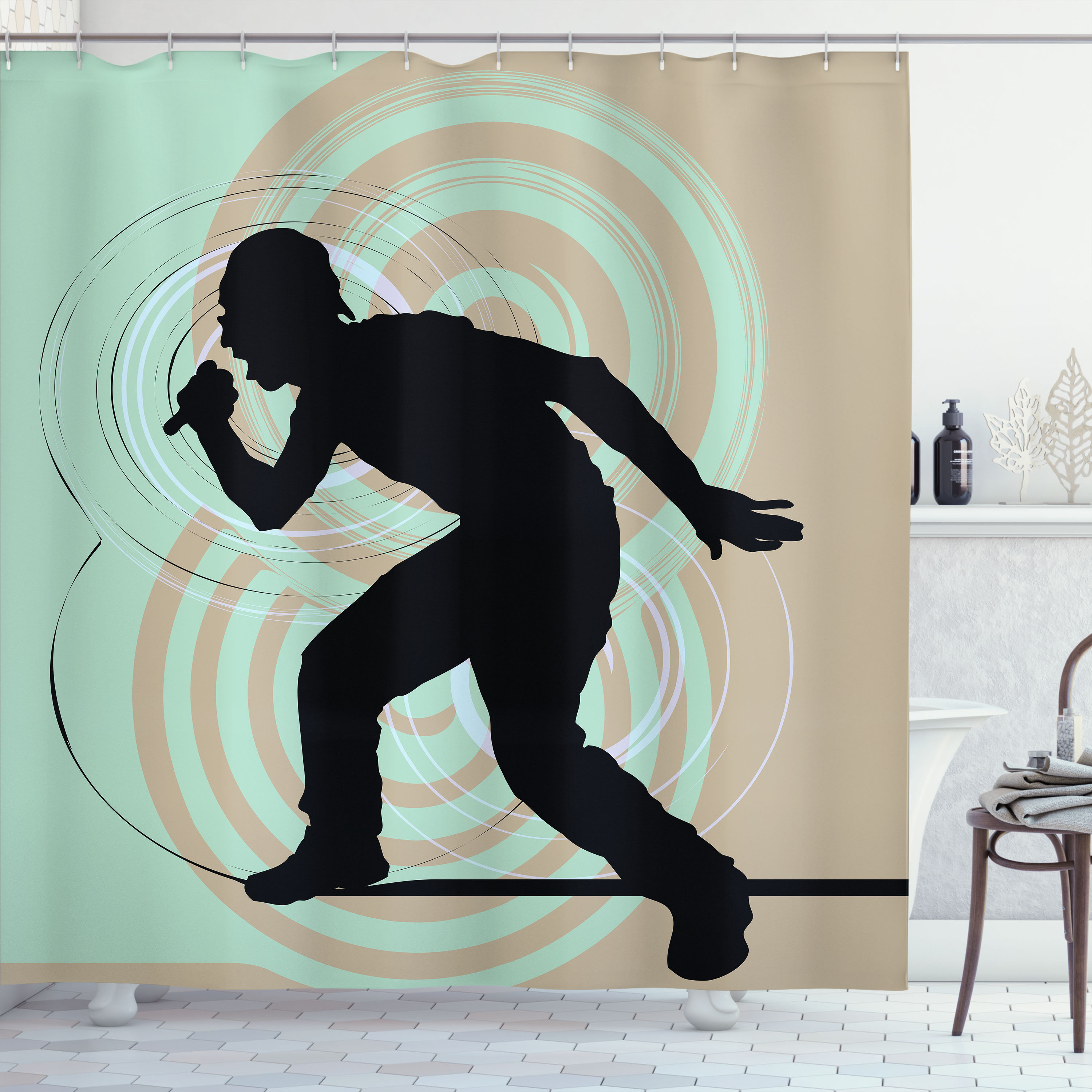 East Urban Home Hip Hop Shower Curtain Rapper with Microphone ...