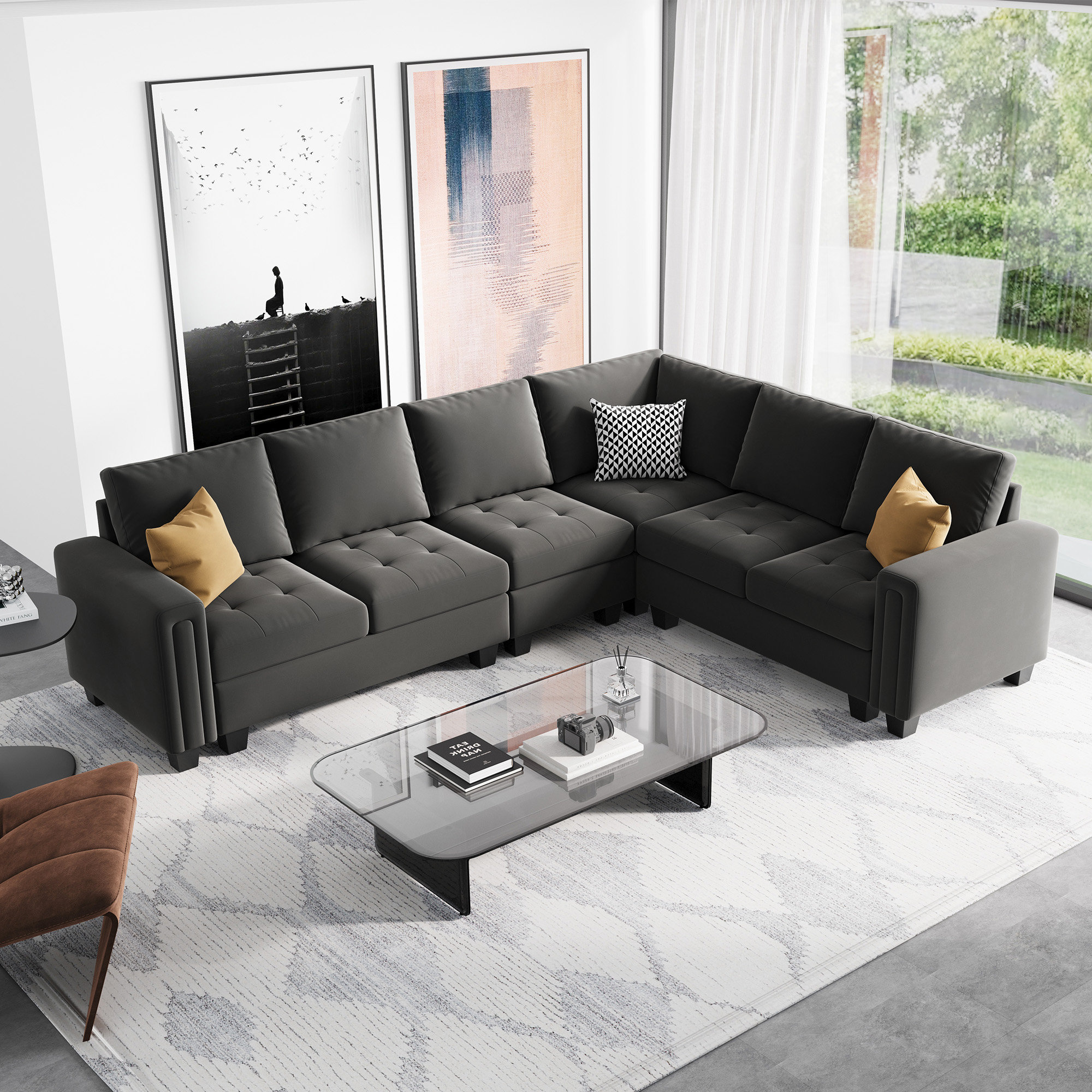 Couches For Living Room Clearance 5-Piece Modular Sectional Sofa With ...