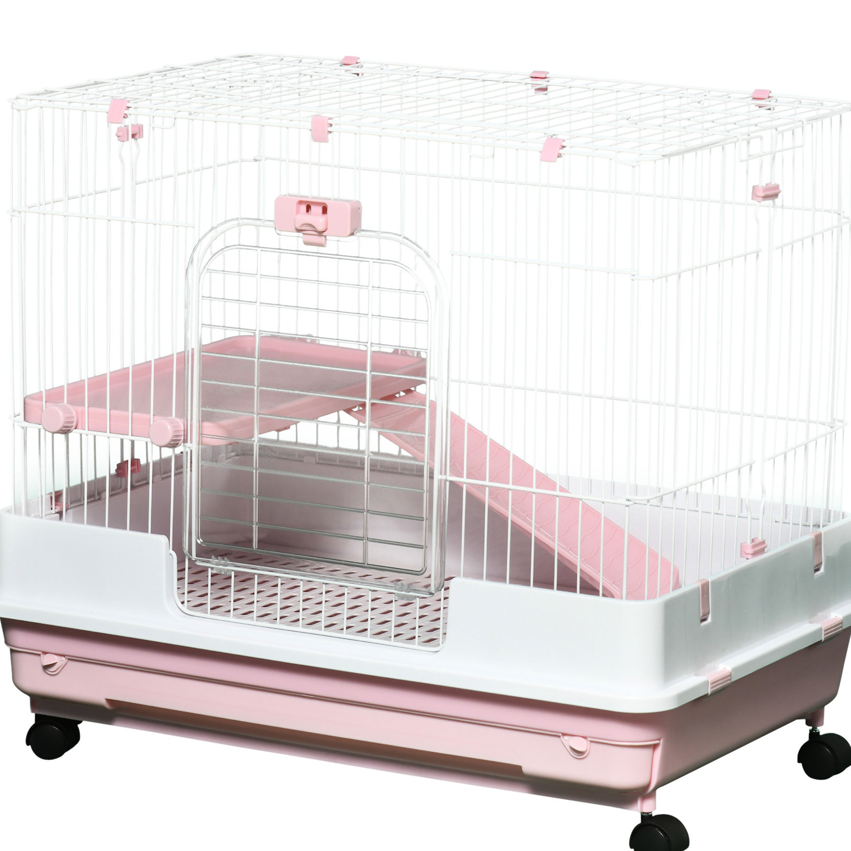 Hokku Designs Pink Cage For Small Animals With Easy Rolling Wheels And ...