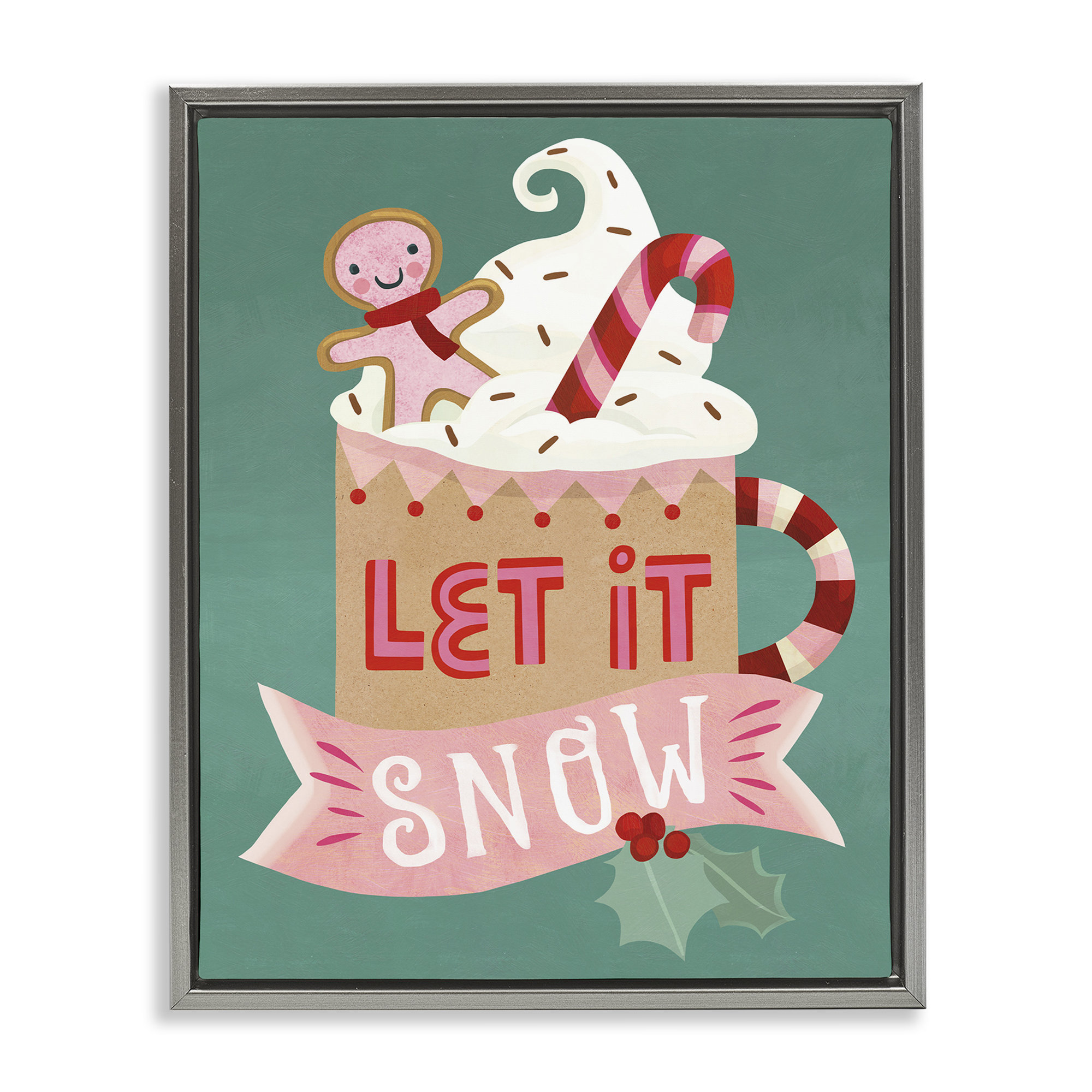Red Barrel Studio® Let It Snow Winter Cocoa Framed Floater Canvas Wall ...