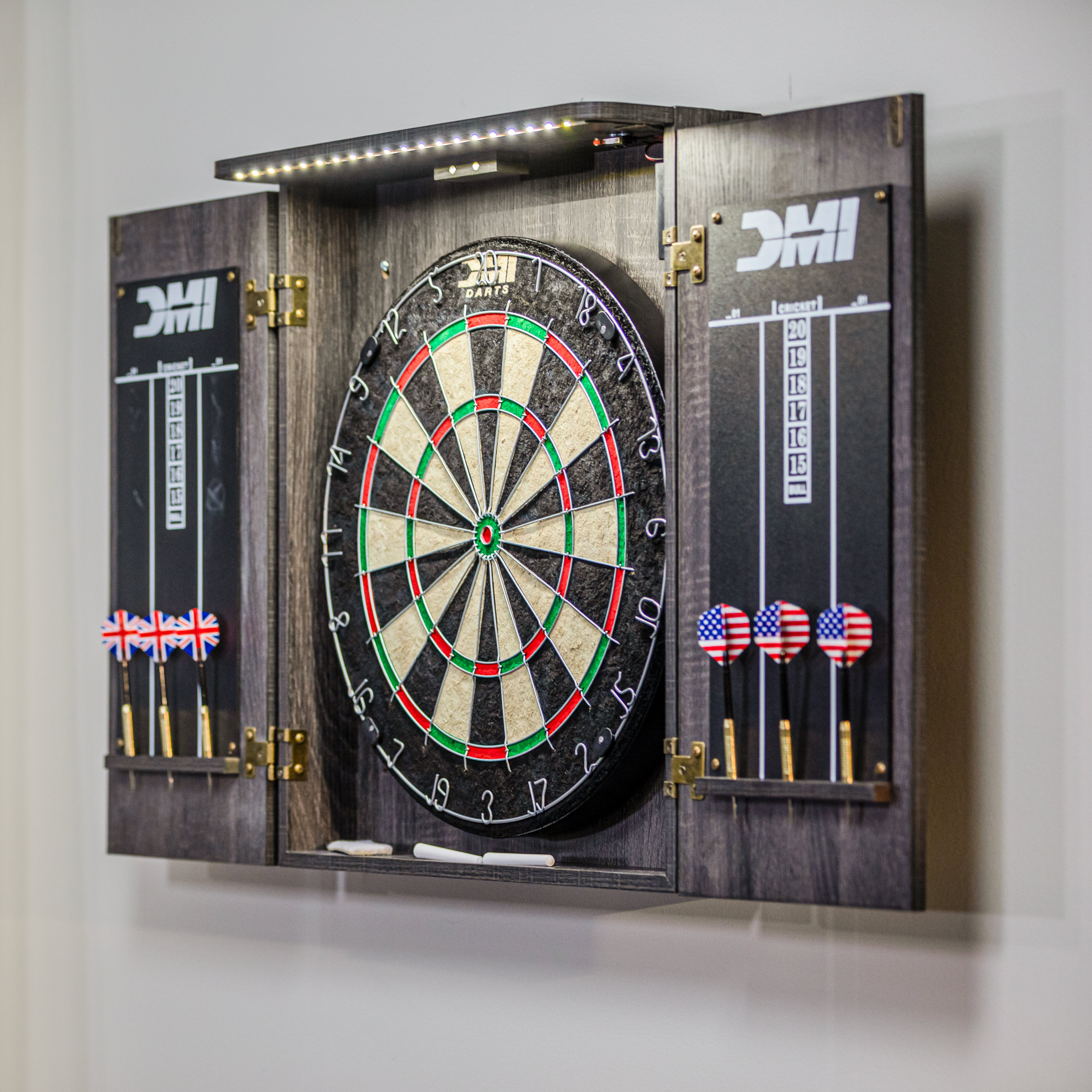 DMI Sports Sports Paris LED Lighted Bristle Dartboard and Cabinet Set ...