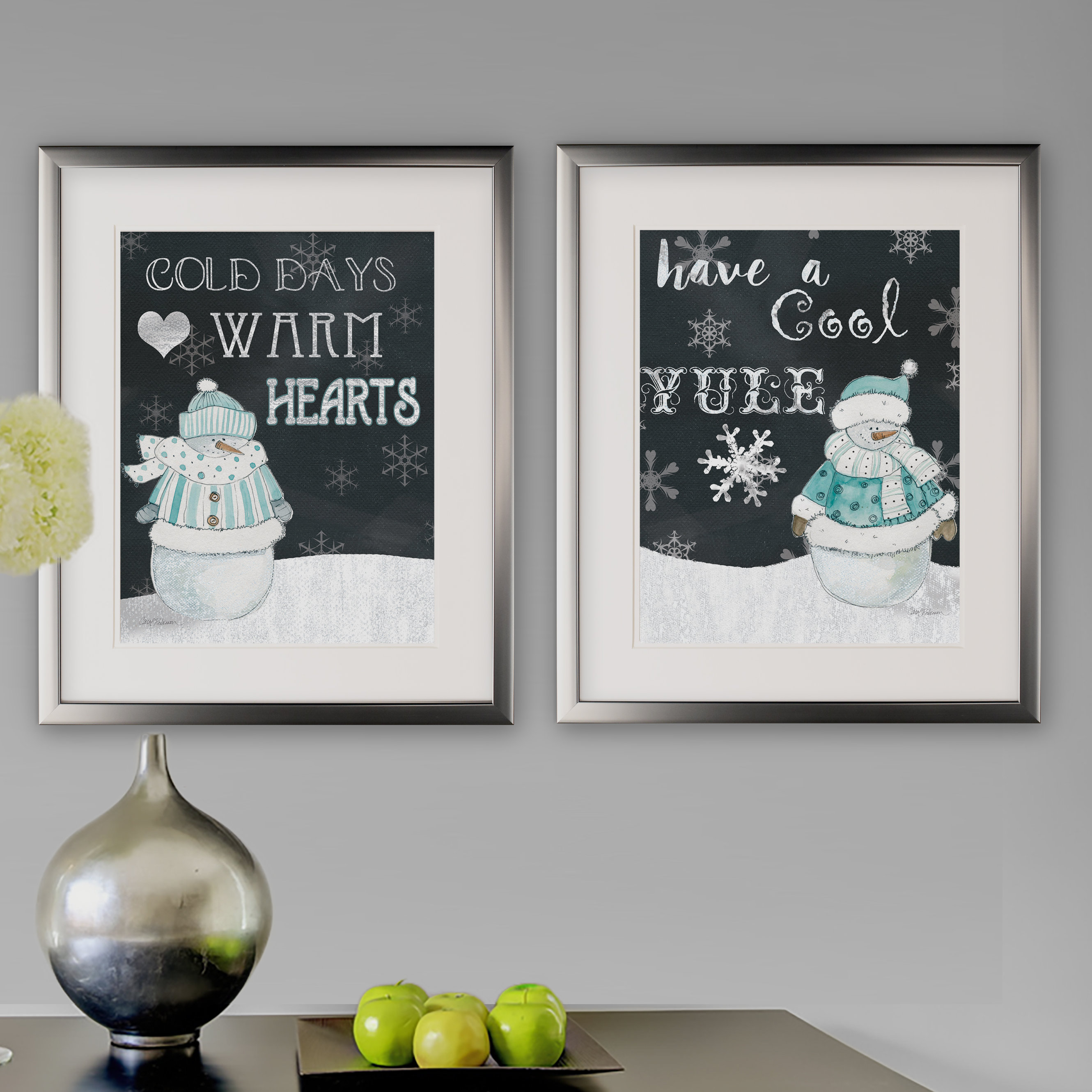 The Holiday Aisle® 'Cold Days Warm Hearts' 2 Piece Framed Graphic Art ...