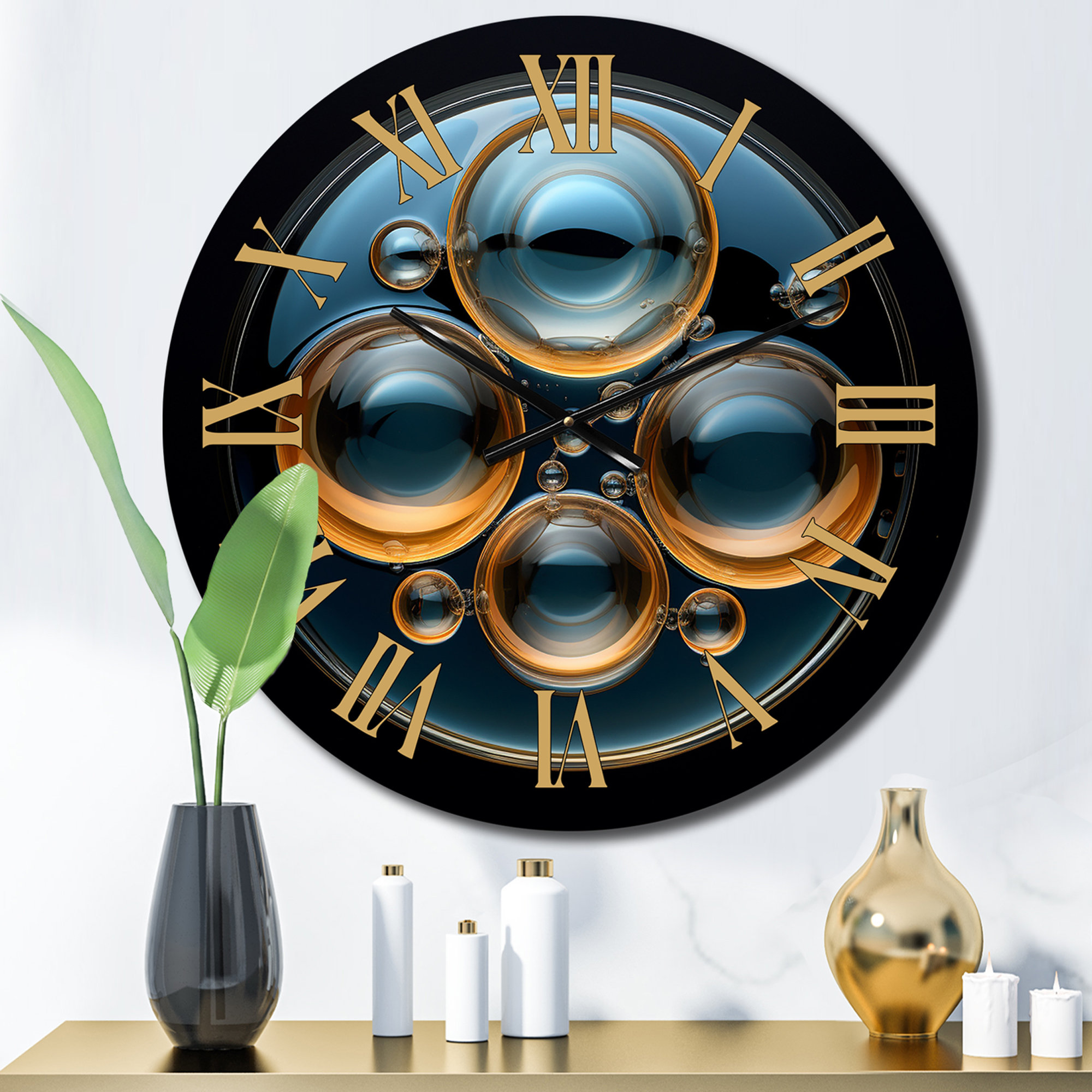 Design Art Abstract Blue Globe Orbital Elegance I - Modern Geometric ...