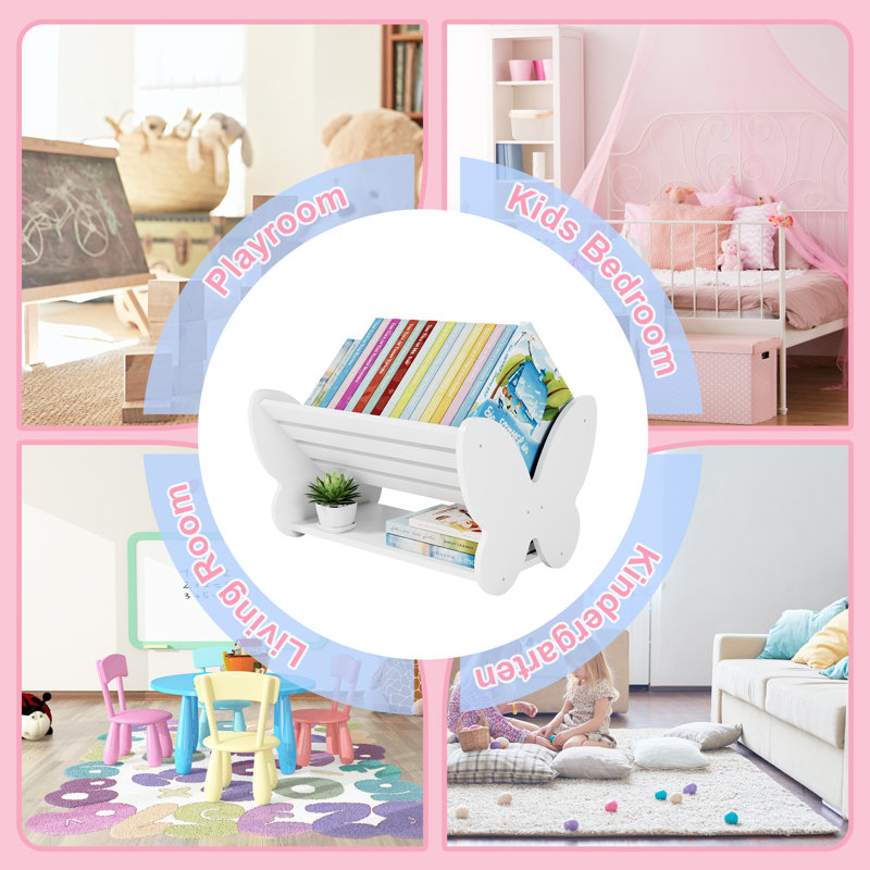 August Grove® White Butterfly Book Caddy V-type Desktop Storage ...