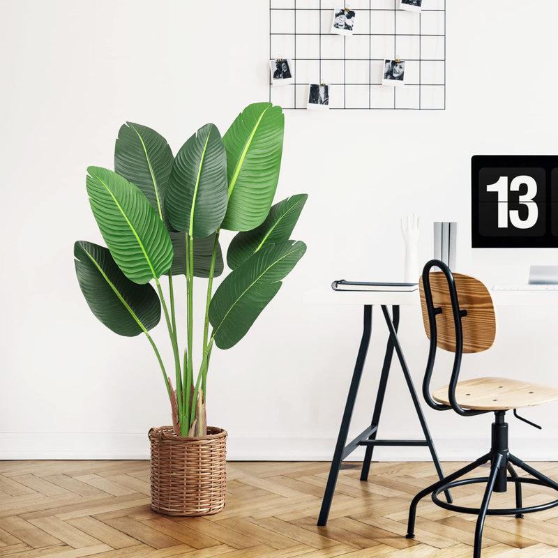 Primrue 23'' Faux Banana Leaf Tree in Pot | Wayfair