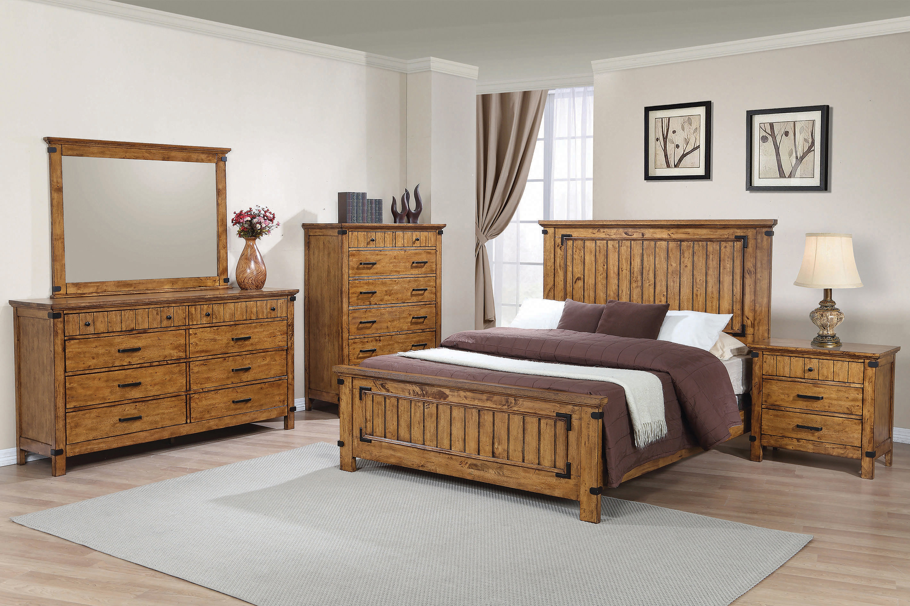 Millwood Pines Bomia 5 - Piece Bedroom Set in Rustic Honey - Wayfair Canada